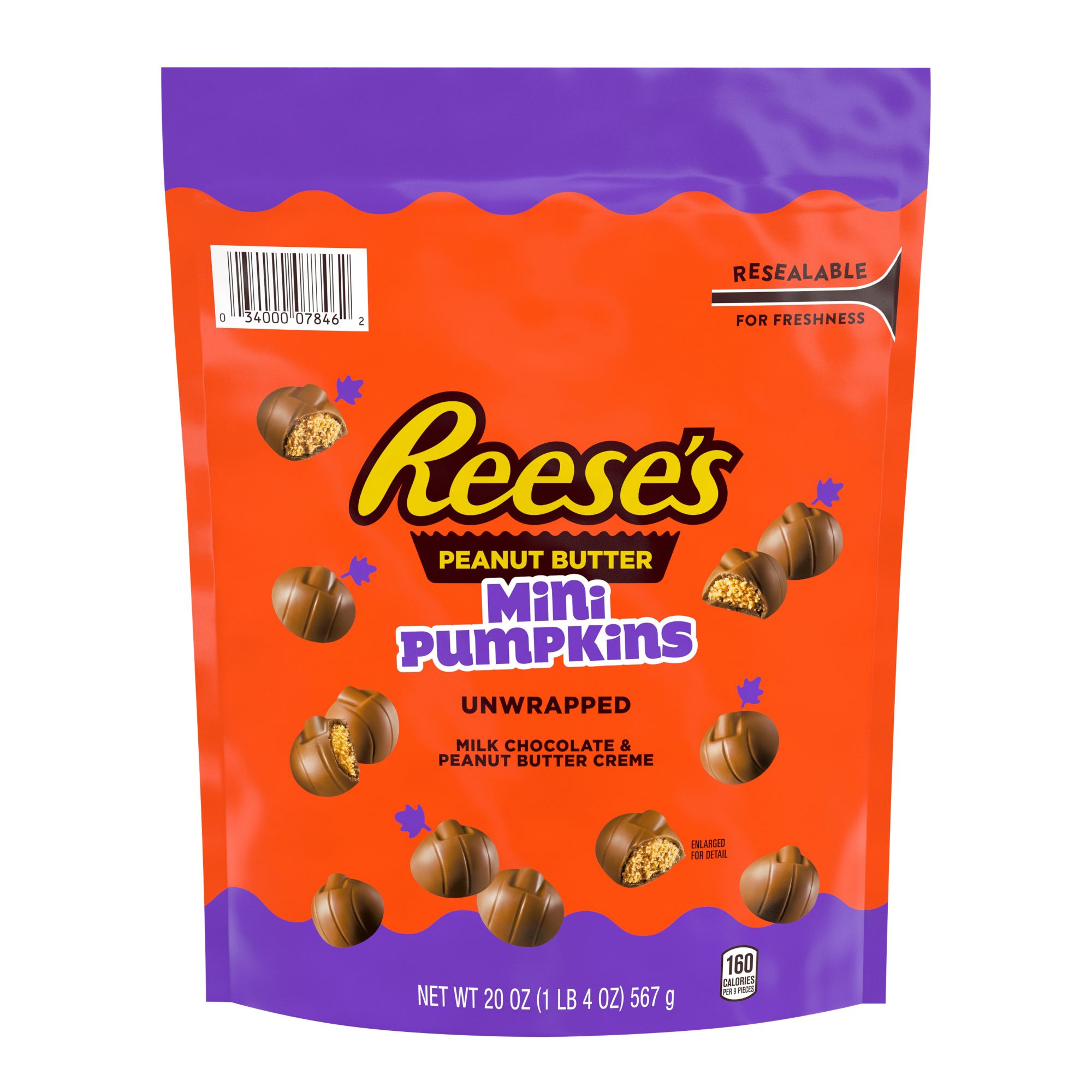 Reese's Unwrapped Milk Chocolate Peanut Butter Creme Mini Pumpkins, 20 oz.