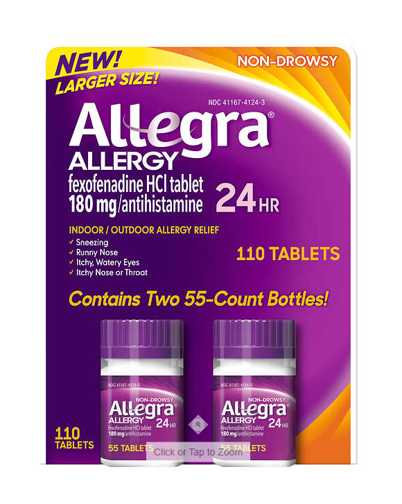 Allegra Allergy Non-Drowsy Fexofenadine 180mg Tablets 55 ct (2-