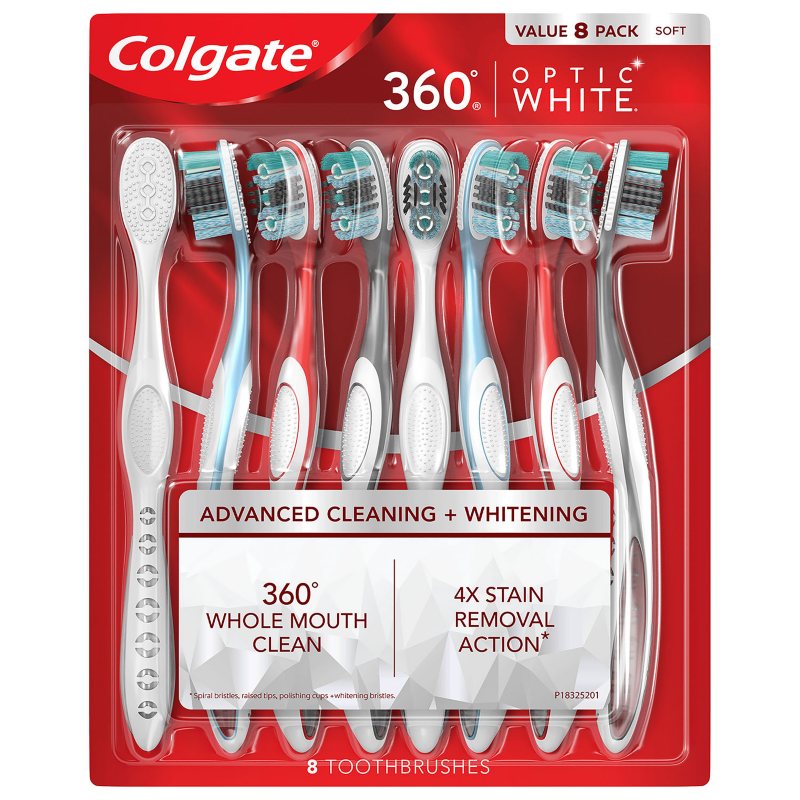 Colgate 360 Optic White Toothbrushes Soft 8 ct