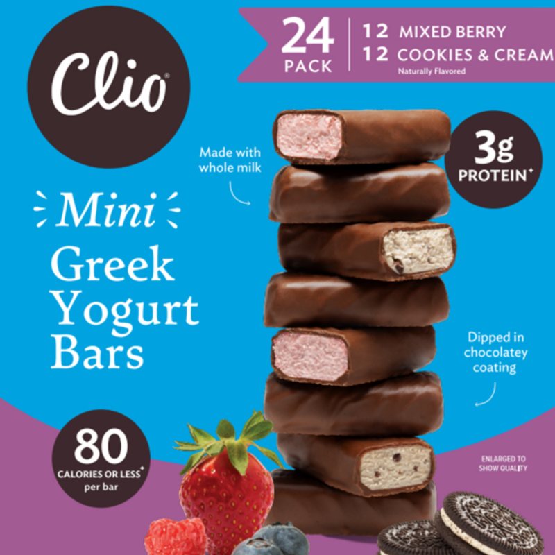 Clio Greek Yogurt Mini Bars, Variety Pack, 24 count