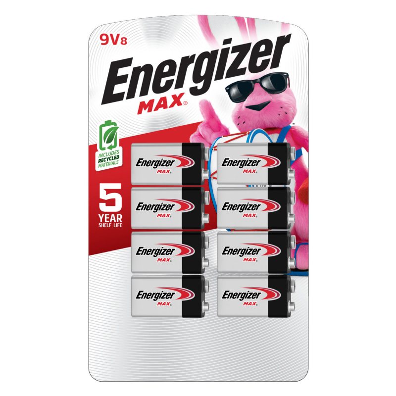 Energizer MAX 9 Volt Alkaline Batteries, 8 pack