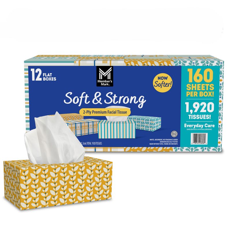 Member's Mark Soft & Strong 2-Ply Premium Facial Tissues 160 ct