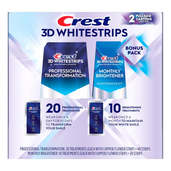 Crest 3D Whitestrips 20 Professional Treatments with 10 Bonus ...