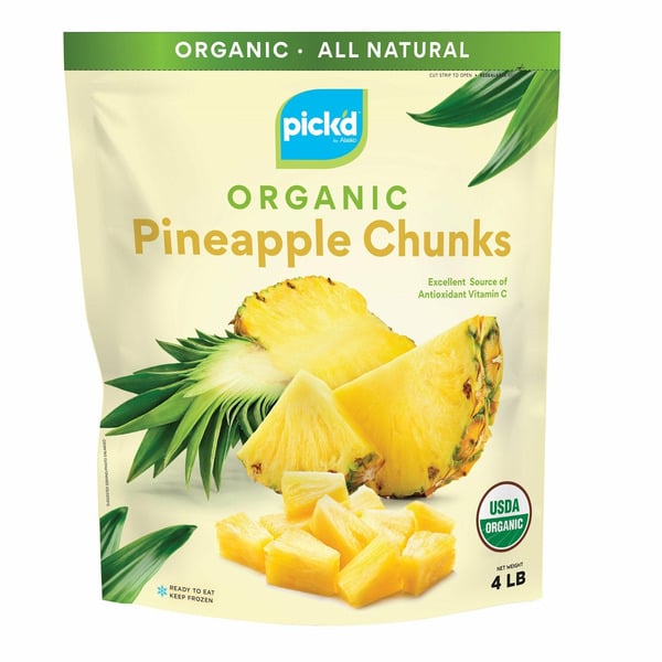 Pick'd Organic Pineapple Chunks, 4 lbs