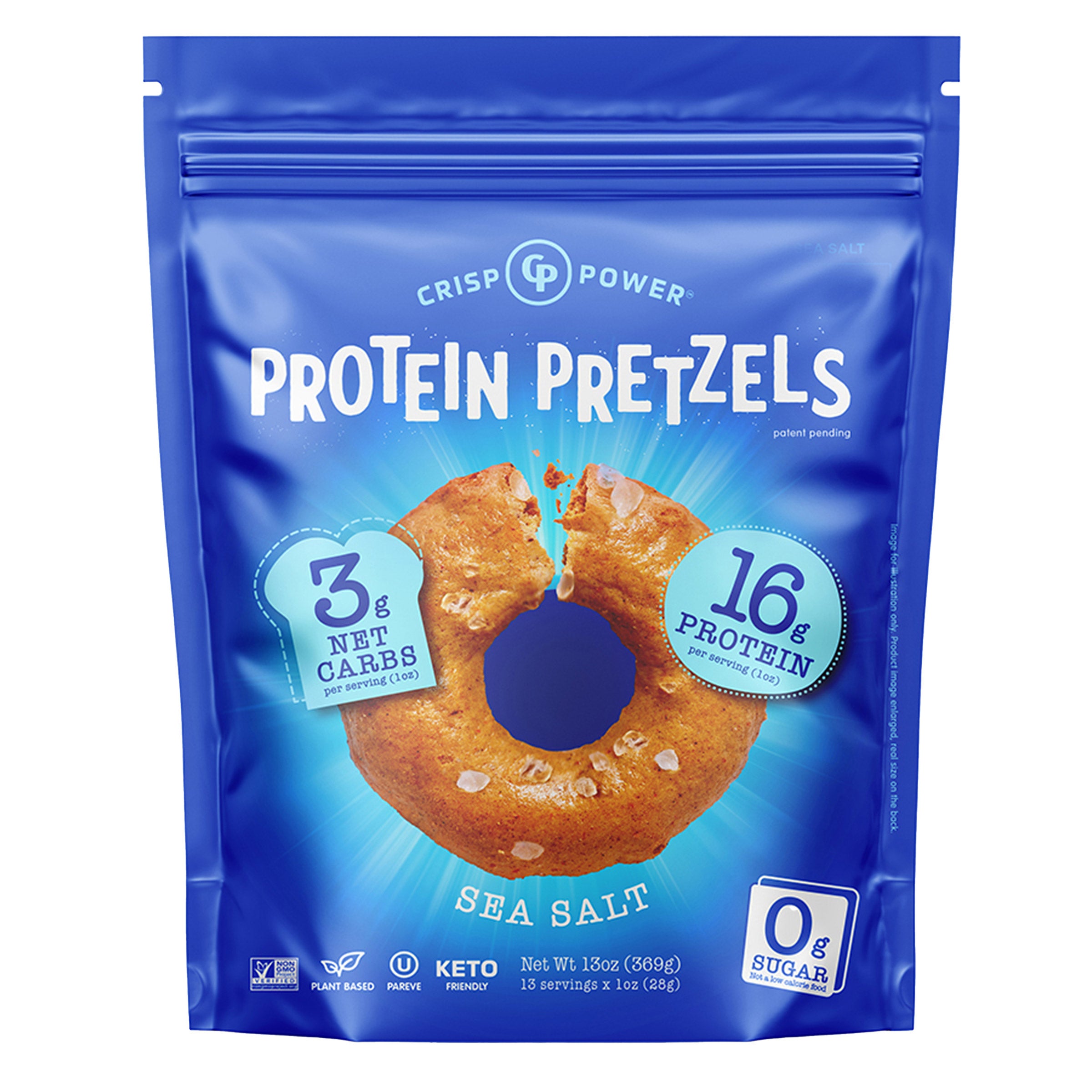 Crisp Power Sea Salt Protein Pretzels, 13 oz
