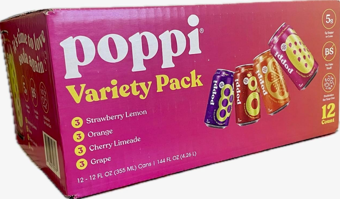 Poppi Soda Cans Variety Pack 12 fl oz (18-pk)