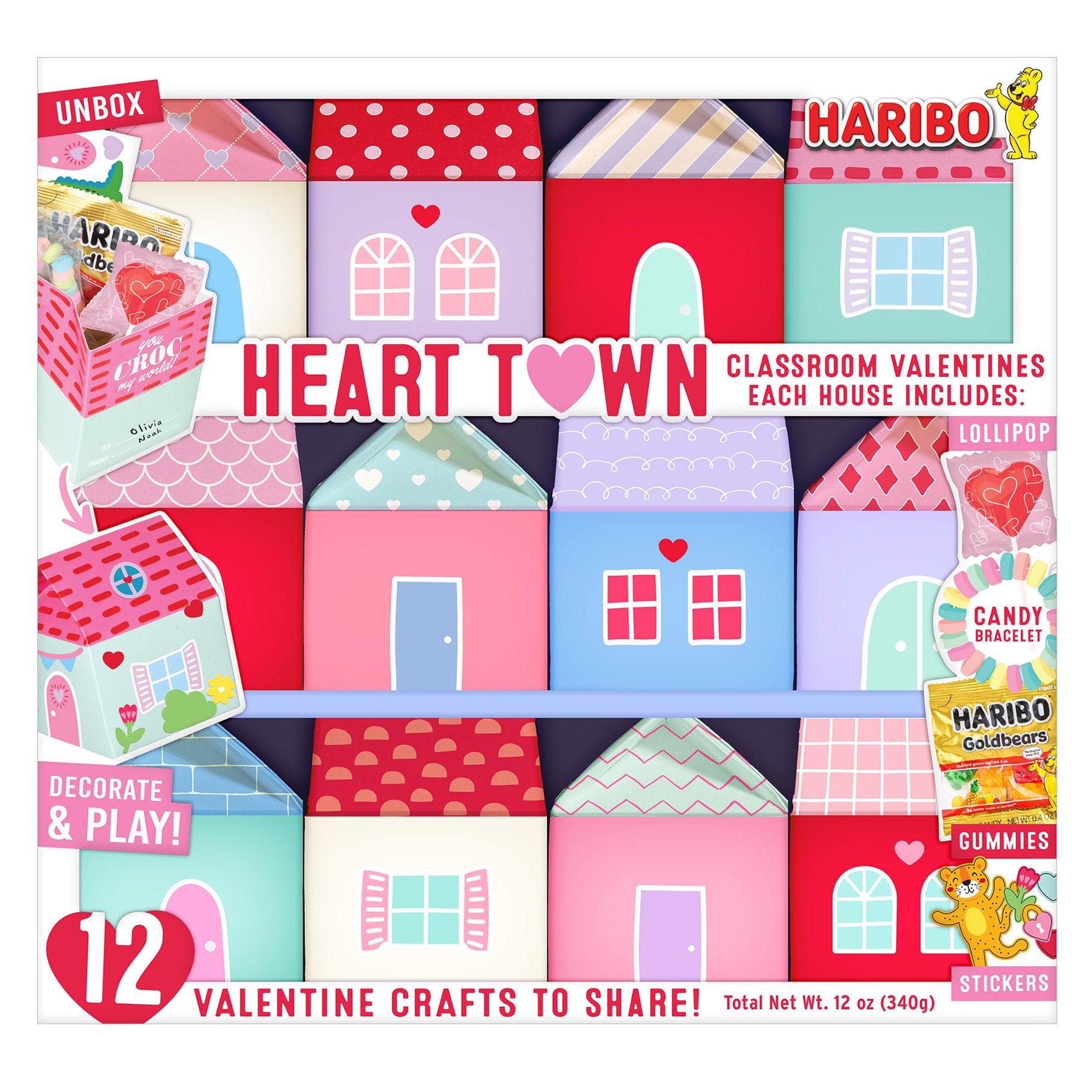 Haribo Heart Town Valentine DIY Craft with Candy, 12 oz