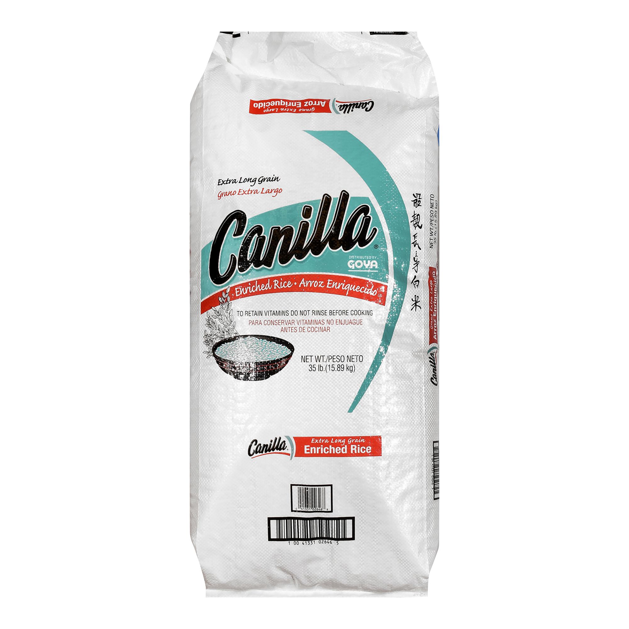 Goya Canilla Extra Long Grain Enriched Rice 35 Pound