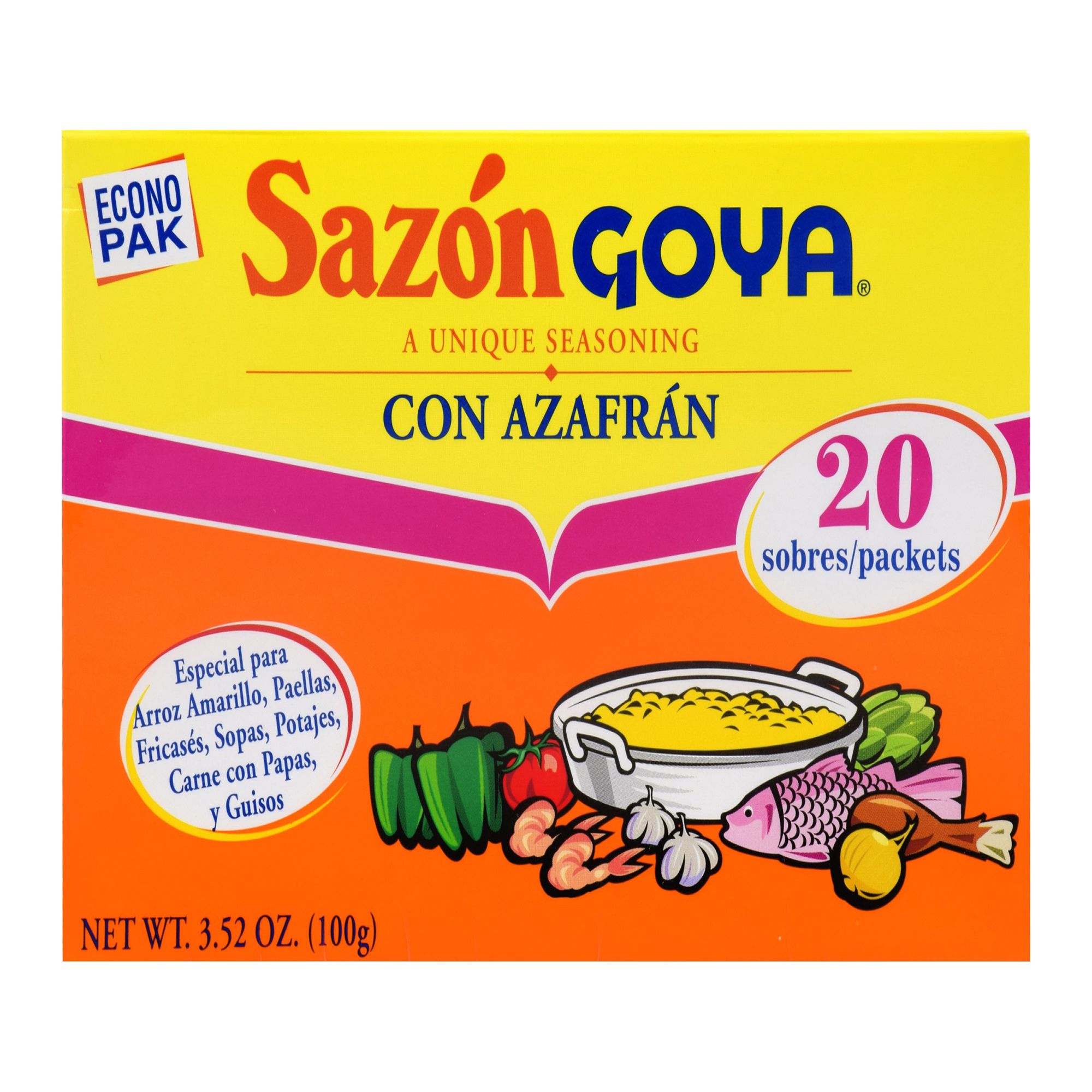 Goya Sazon Unique Seasoning with Azafran-pkets 20 ct