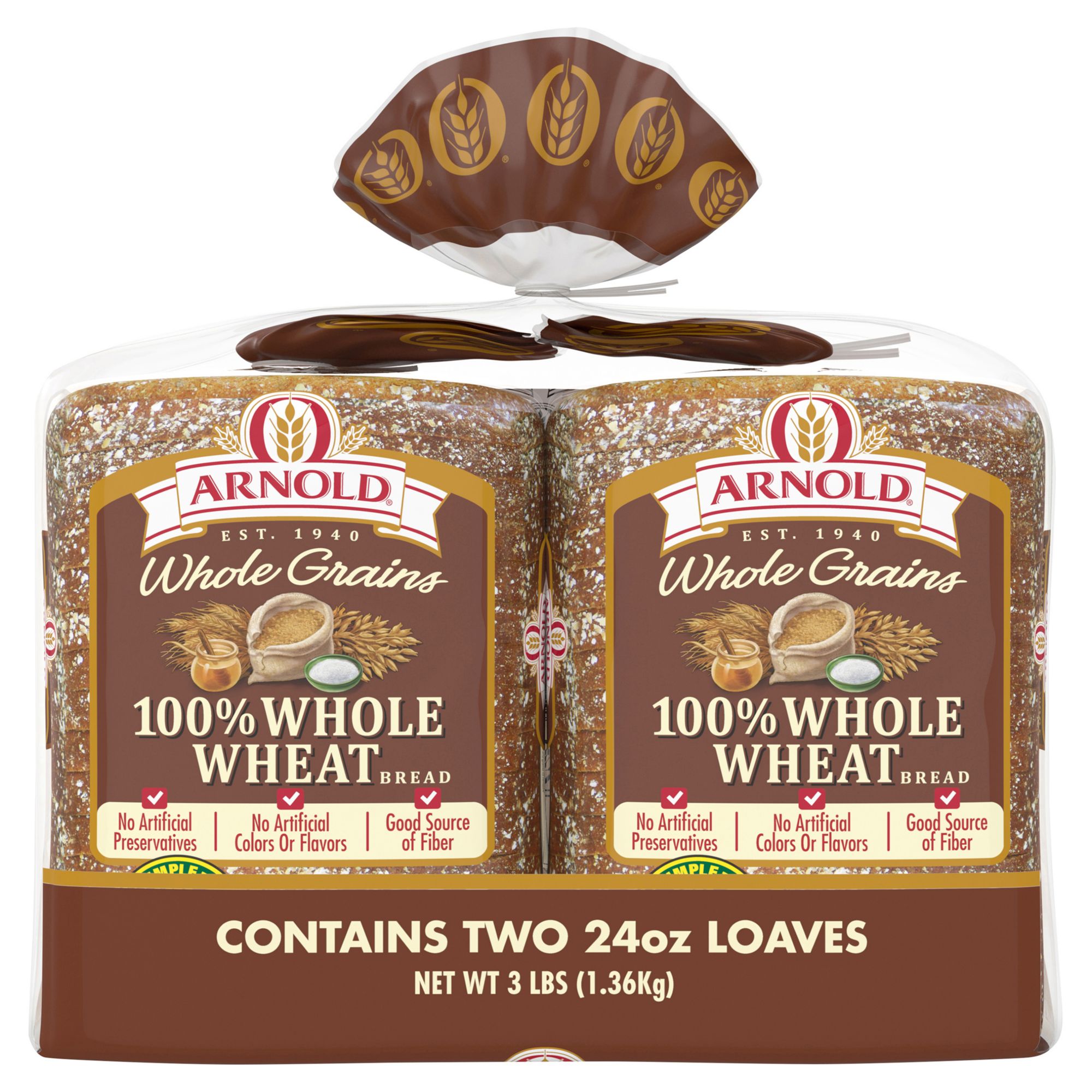 Arnold 100% Whole Wheat Bread 24 ozs (2-pk)