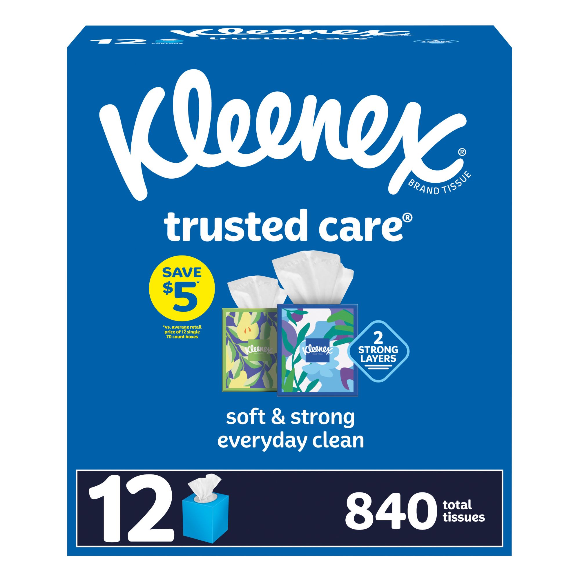 Kleenex Trusted Care 2-Ply Facial Tissues 70 ct (12-pk)