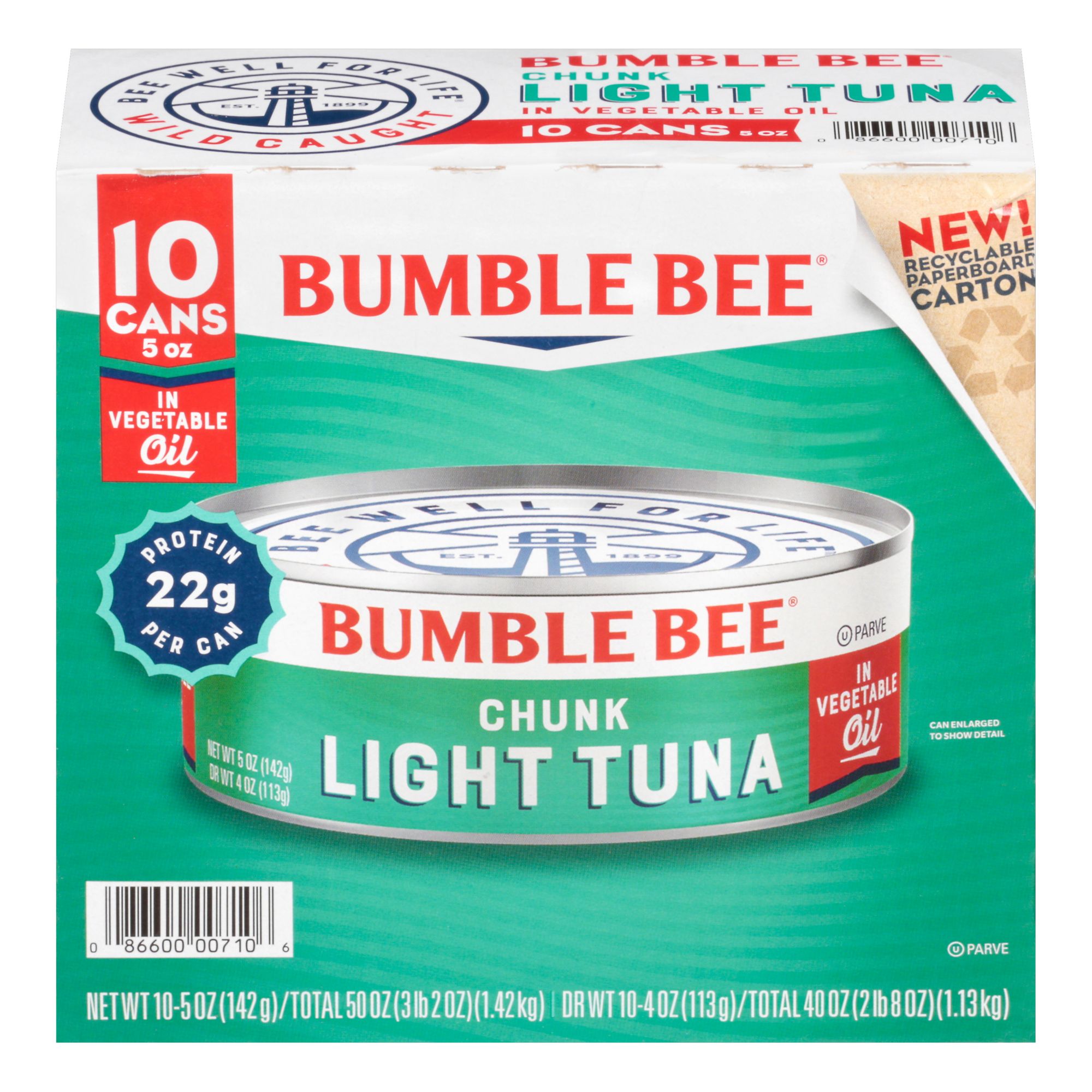 Bumble Bee Chunk Light Tuna in Vegetable Oil 5 oz (10-pk)