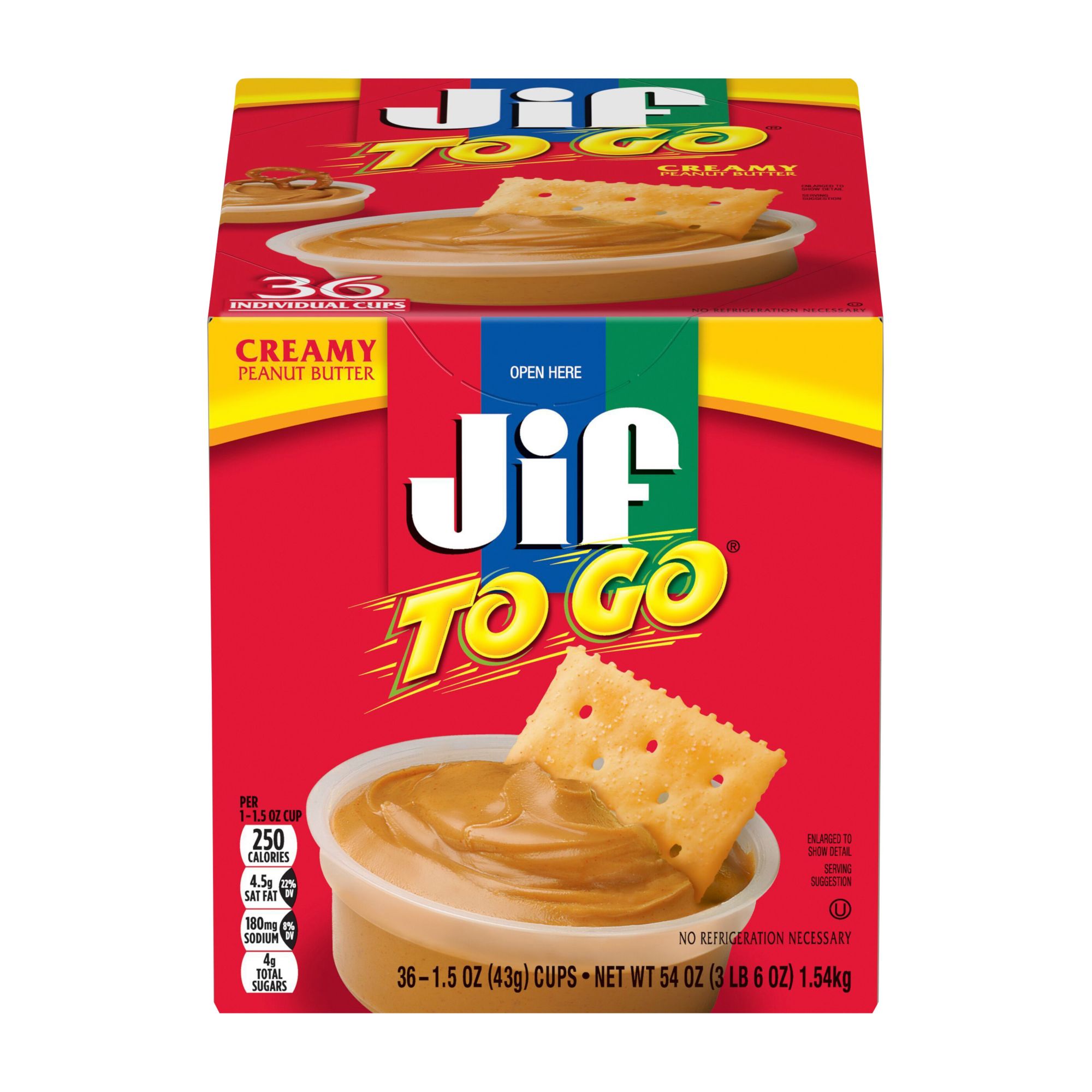 Jif To Go Creamy Peanut Butter, Smooth and Creamy Texture, Snack Size ...