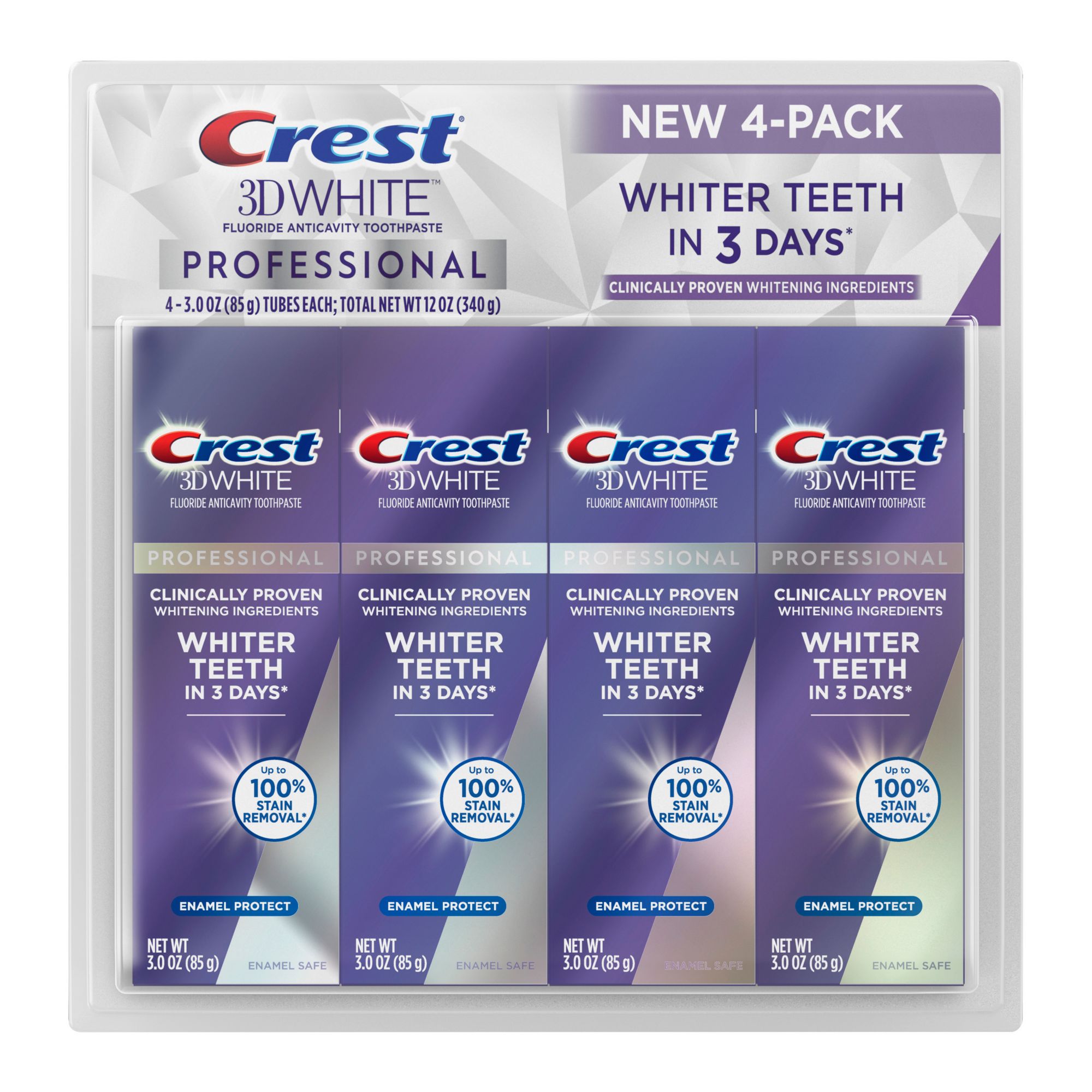 Crest 3D White Professional Enamel Protect Toothpaste 3 oz (4-p