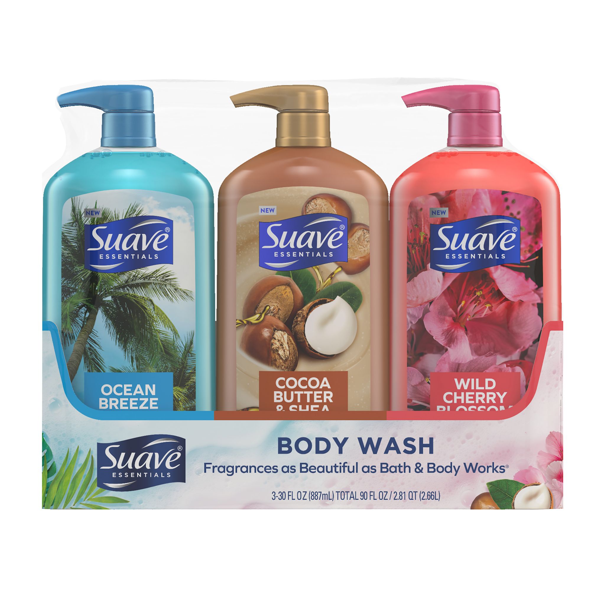 Suave Essentials Body Wash Variety Pack 30 fl oz (3-pk)