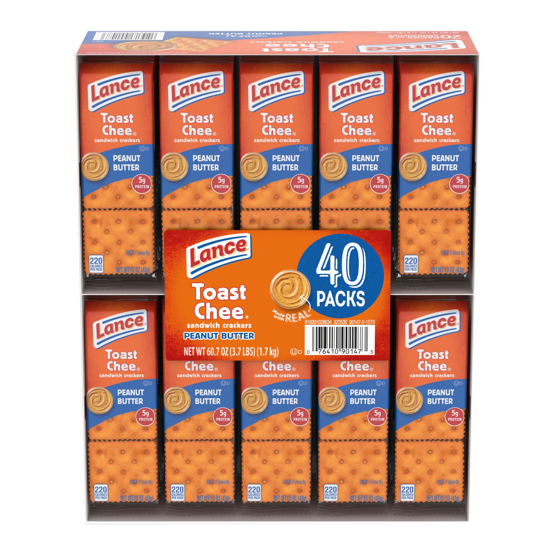 Lance ToastChee Sandwich Crackers Peanut Butter 1.5 oz (40-pk)