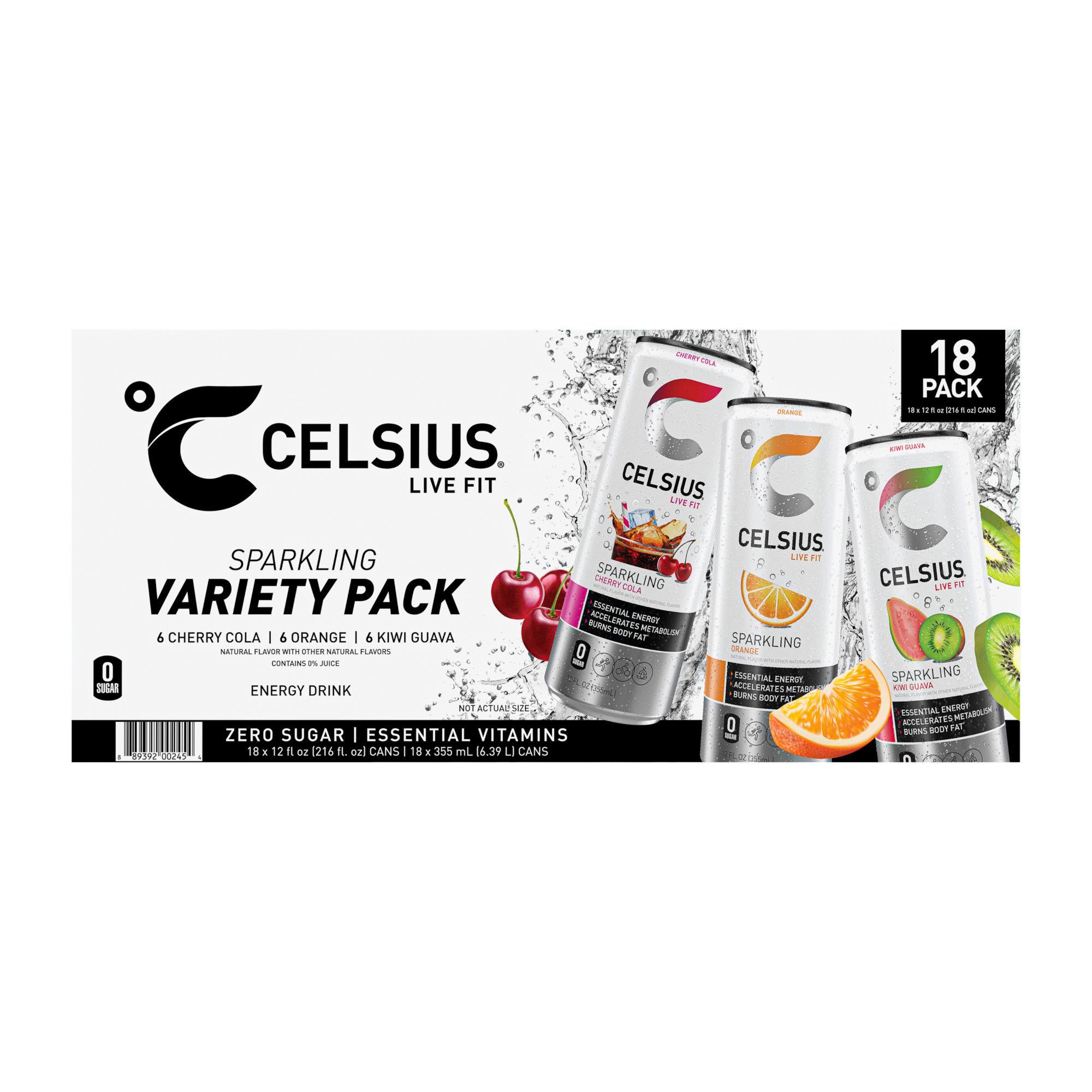 Celsius Sparkling New Core Variety Pack, Functional Energy Drink, 18 pk ...