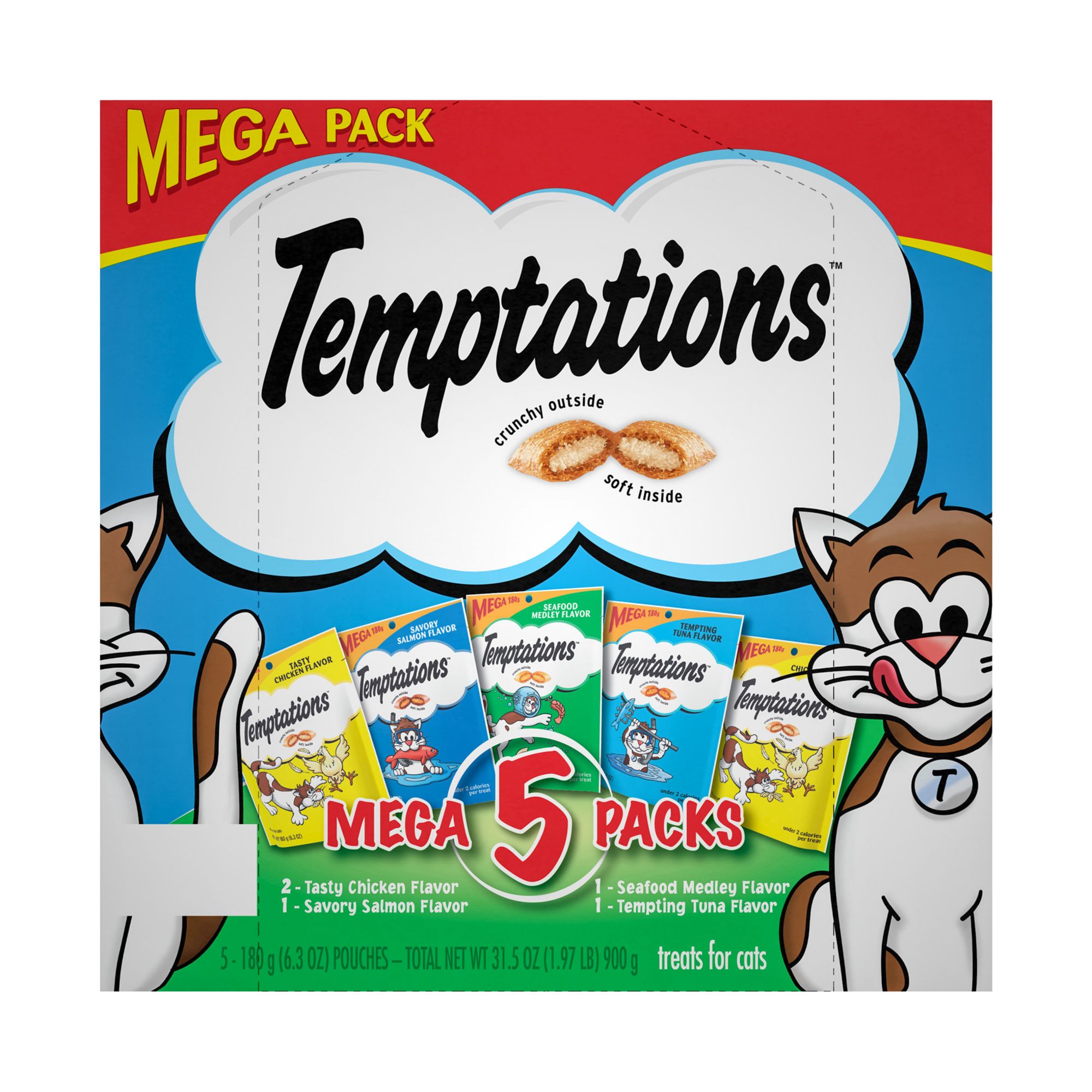 Temptations Cat Treats Mega Variety Pack 6.3 oz (5-pk)