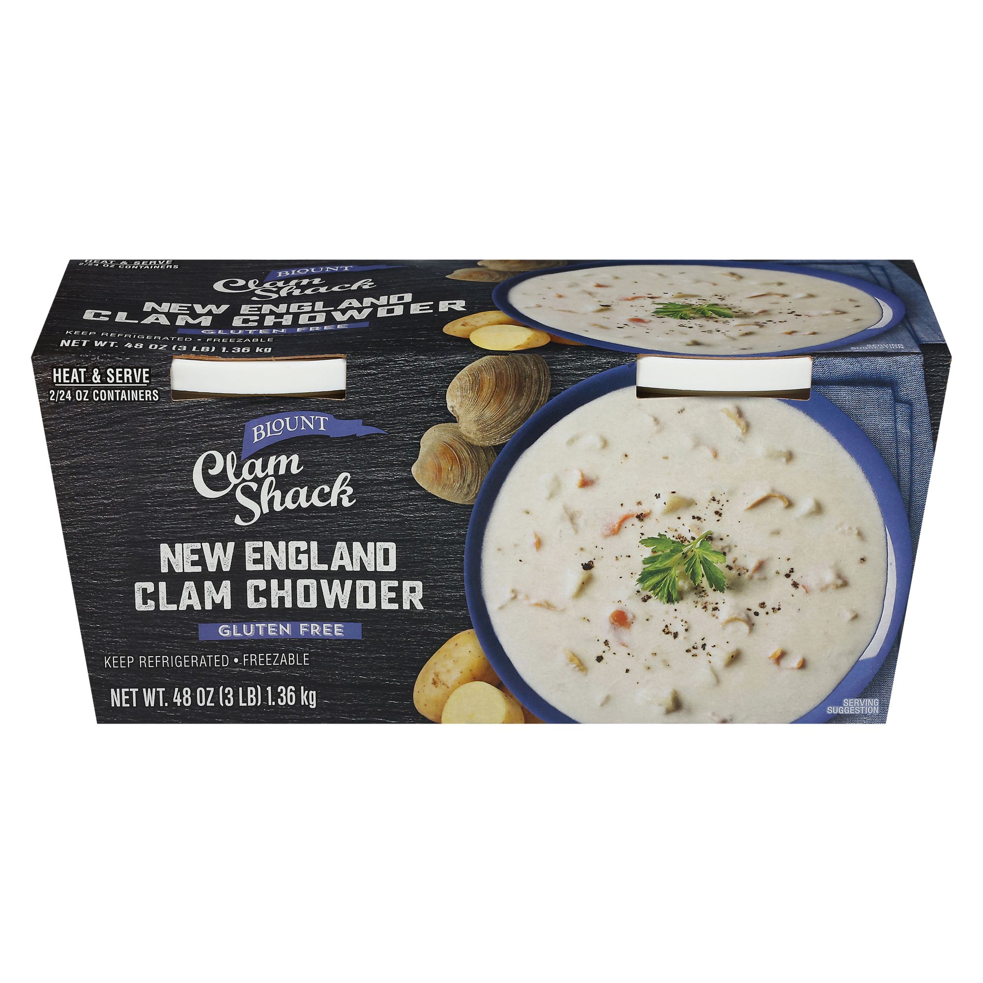 Blount Clam Shack New England Clam Chowder Soup Cup, 24 oz., 2 pack