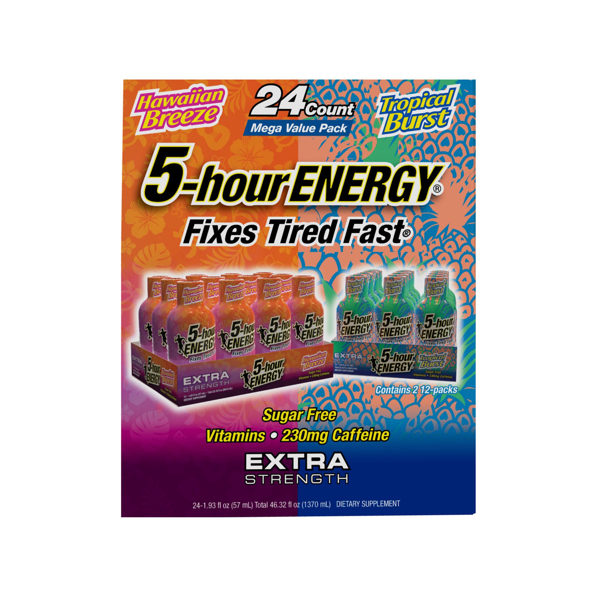 5-Hour Energy Shot - Hawaiian Breeze & Tropical Burst, 1.93 oz., 24 pack