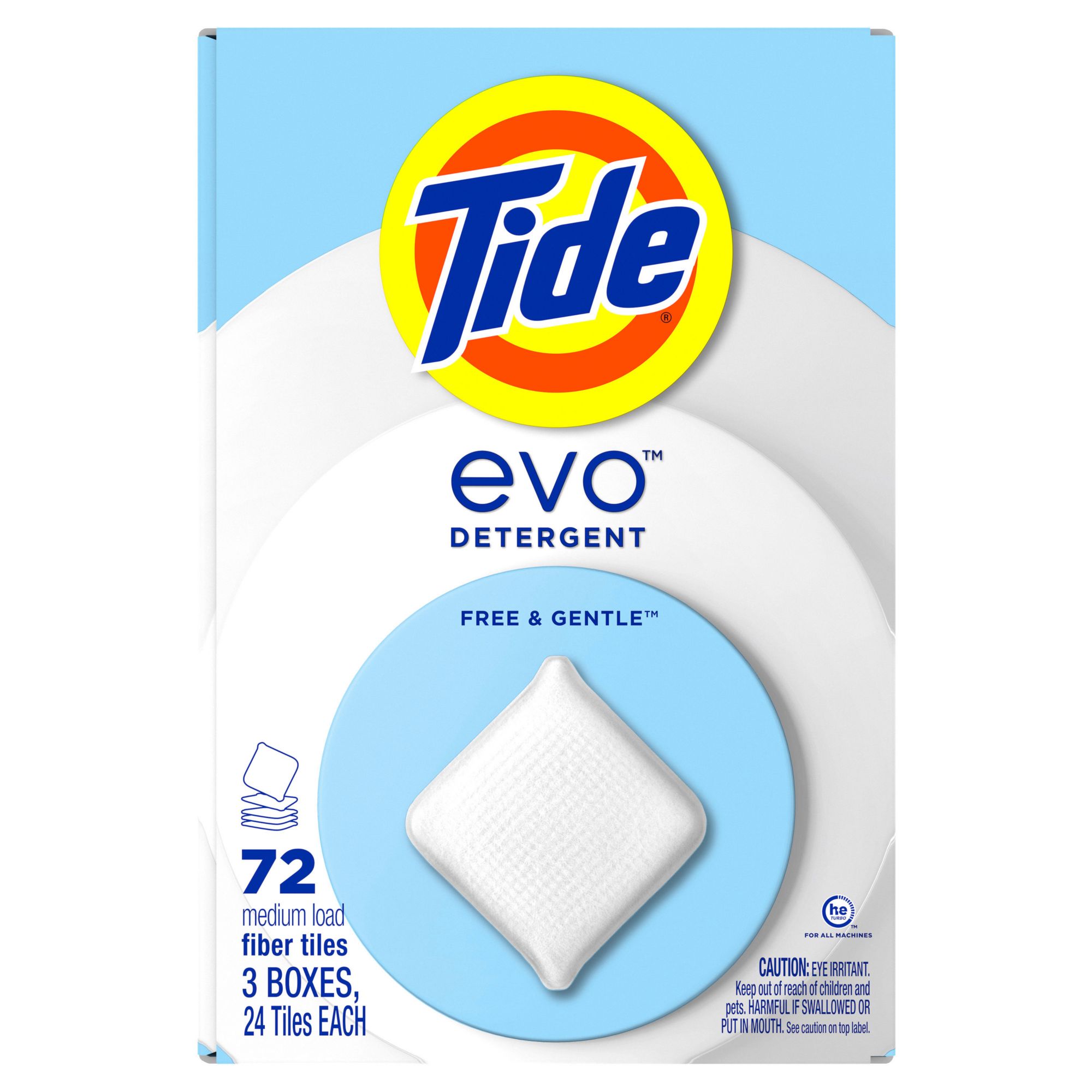 Tide Evo Free & Gentle Laundry Detergent Tiles, 72 count
