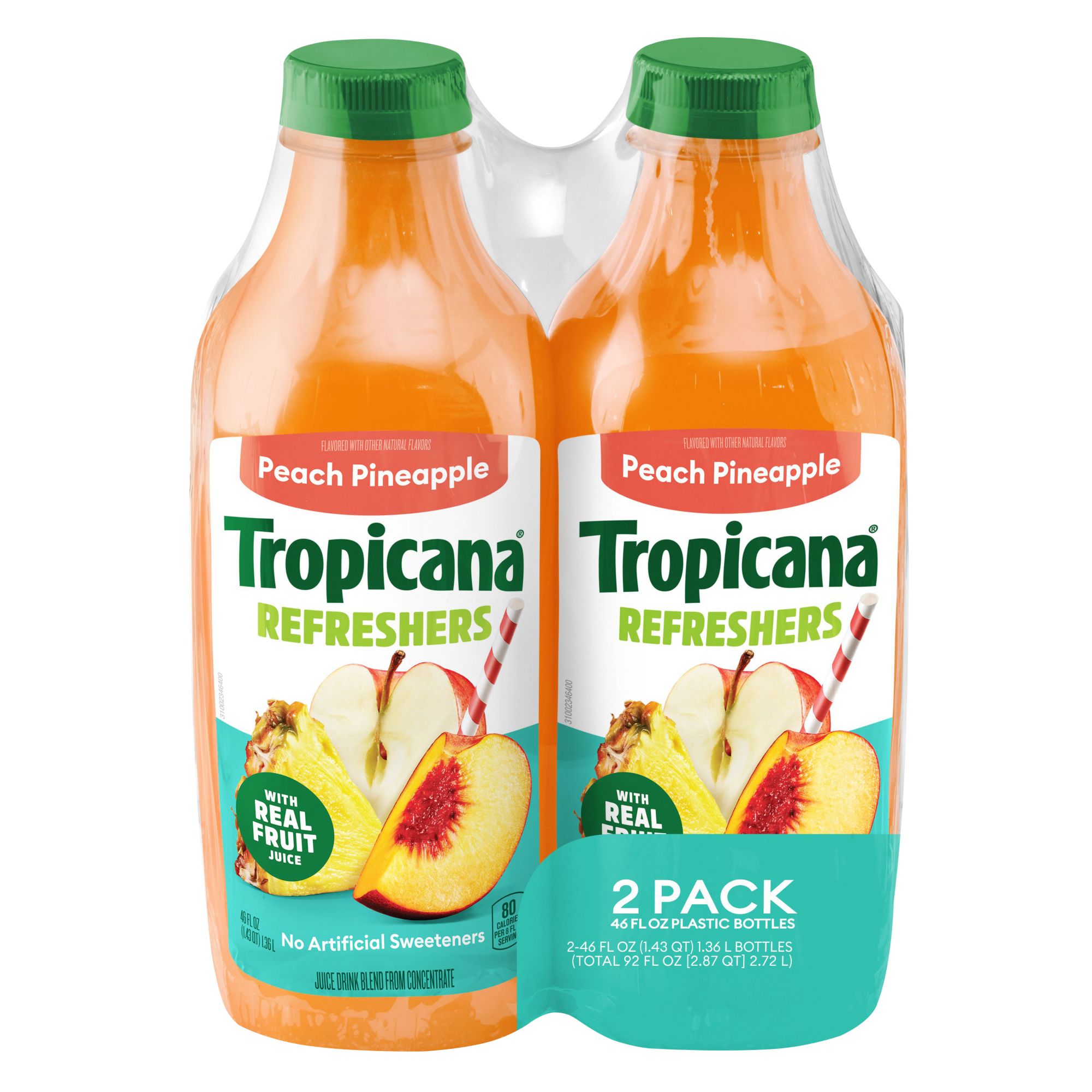 Tropicana Refreshers Peach Pineapple Juice Drink, 46 fl. oz., 2 count