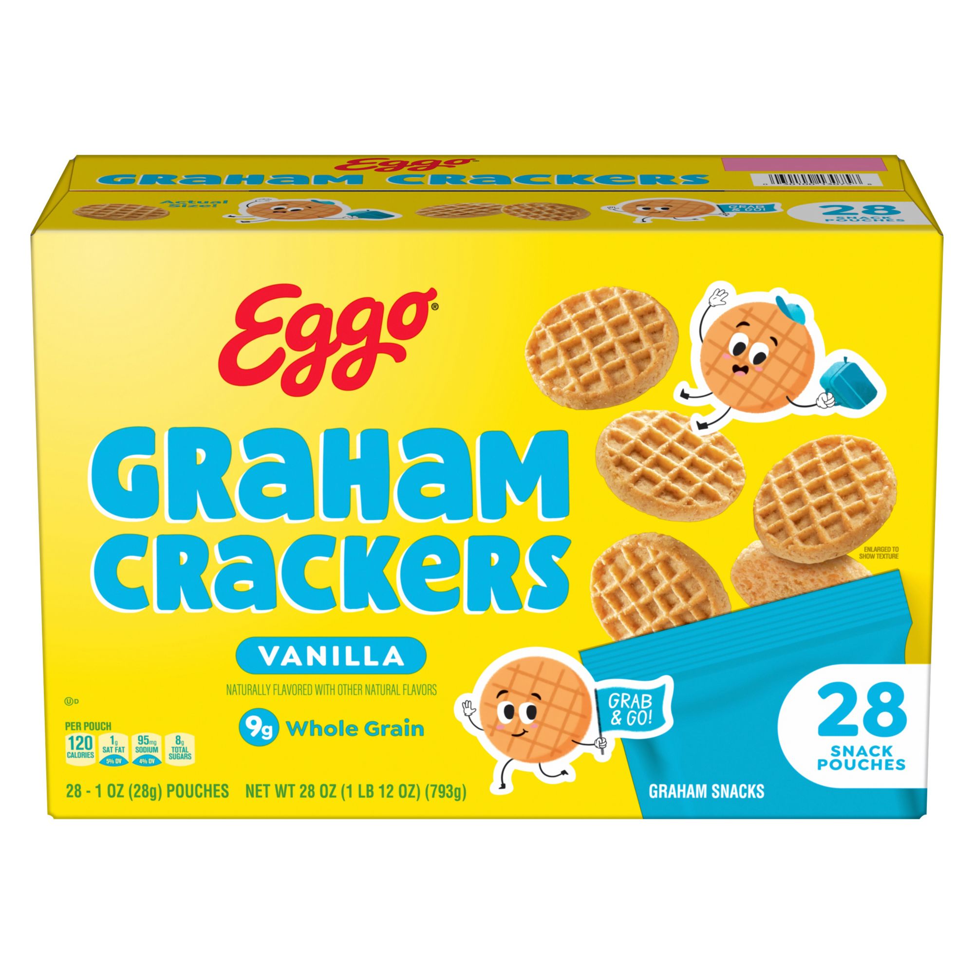 Eggo Graham Crackers Vanilla, Kids Snacks, 1 oz., 28 count