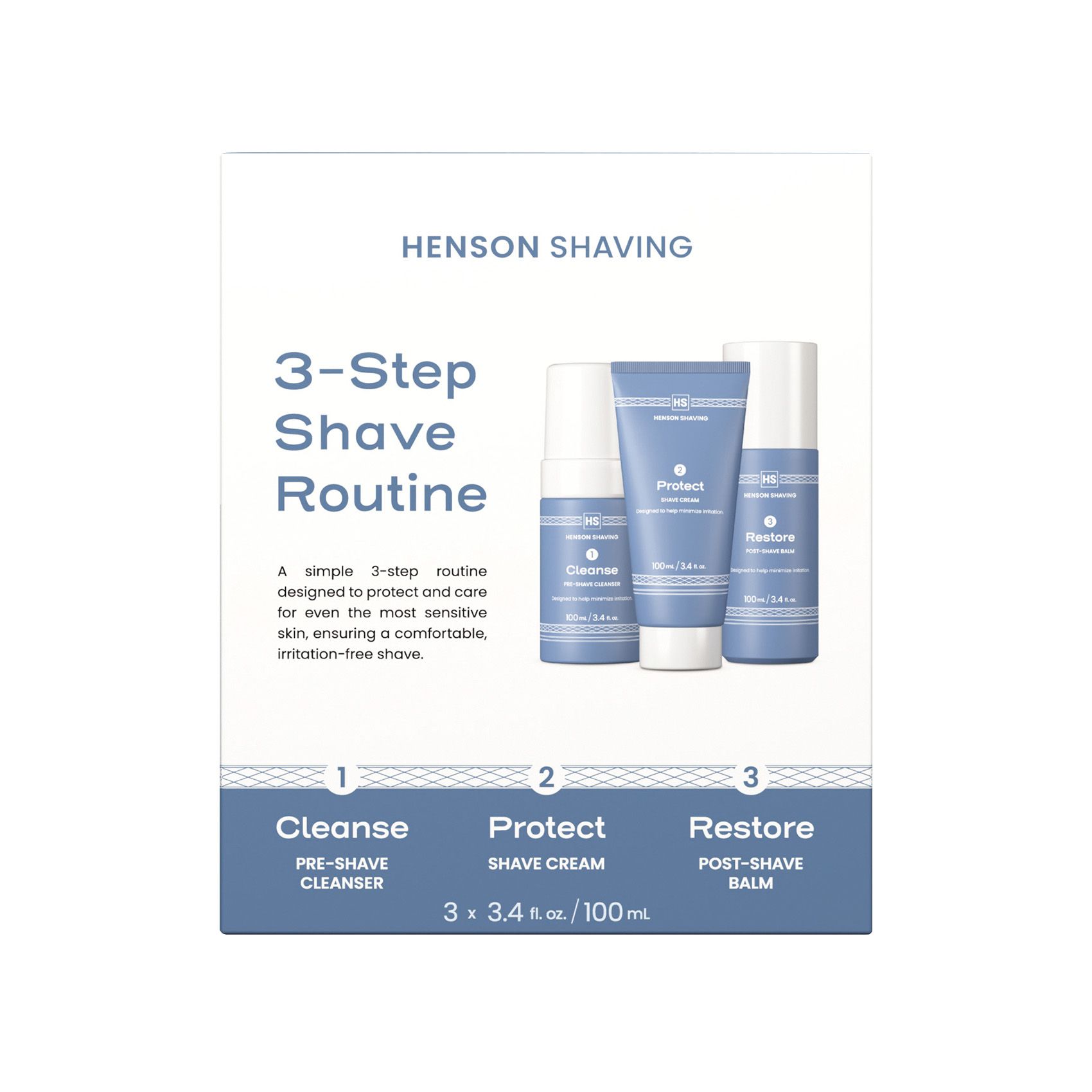 Henson Shaving Skincare Combo, 3-Step Shave Routine Set