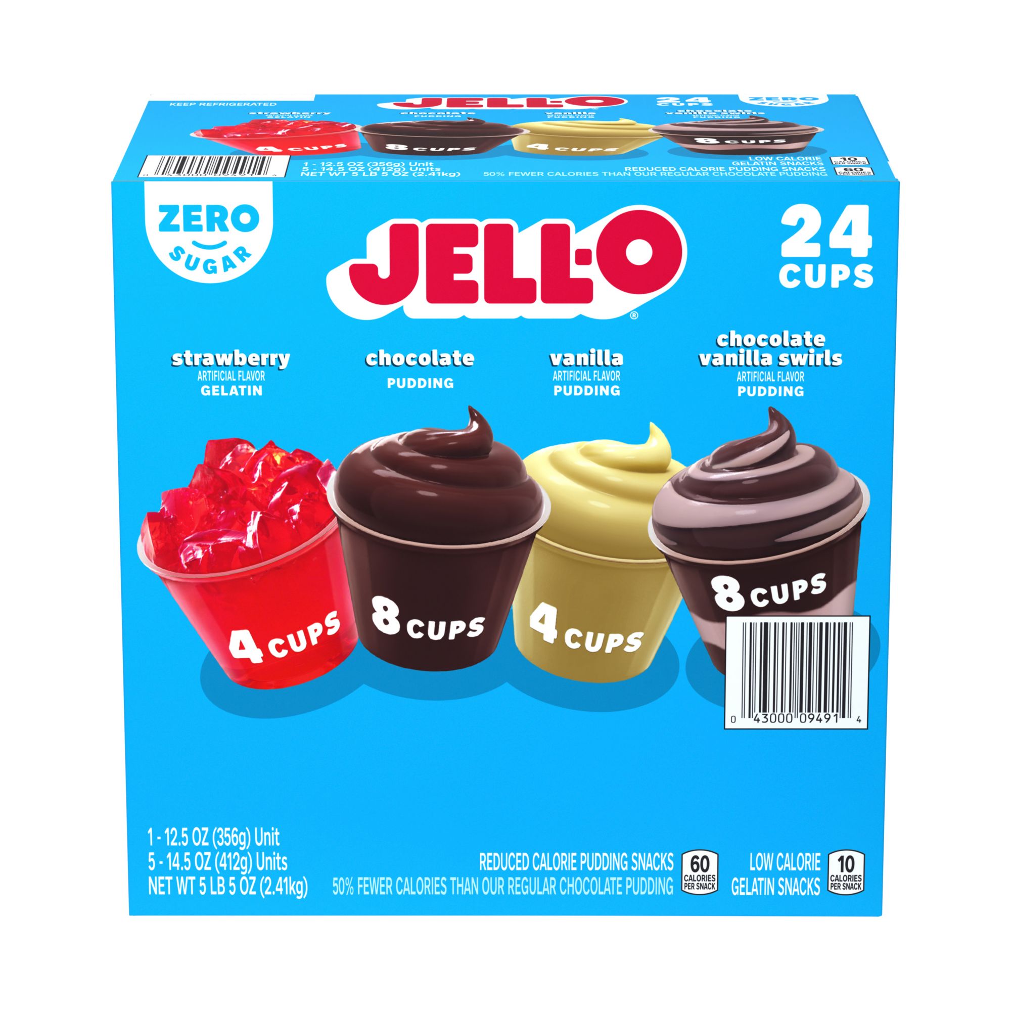 Jell-O Zero Sugar Variety Pack, 24 count