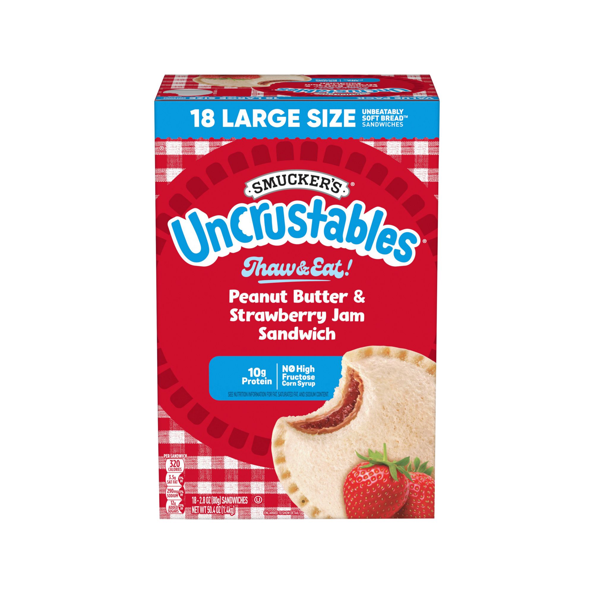 Smucker's Uncrustables Peanut Butter & Strawberry Jam Sandwiches ...