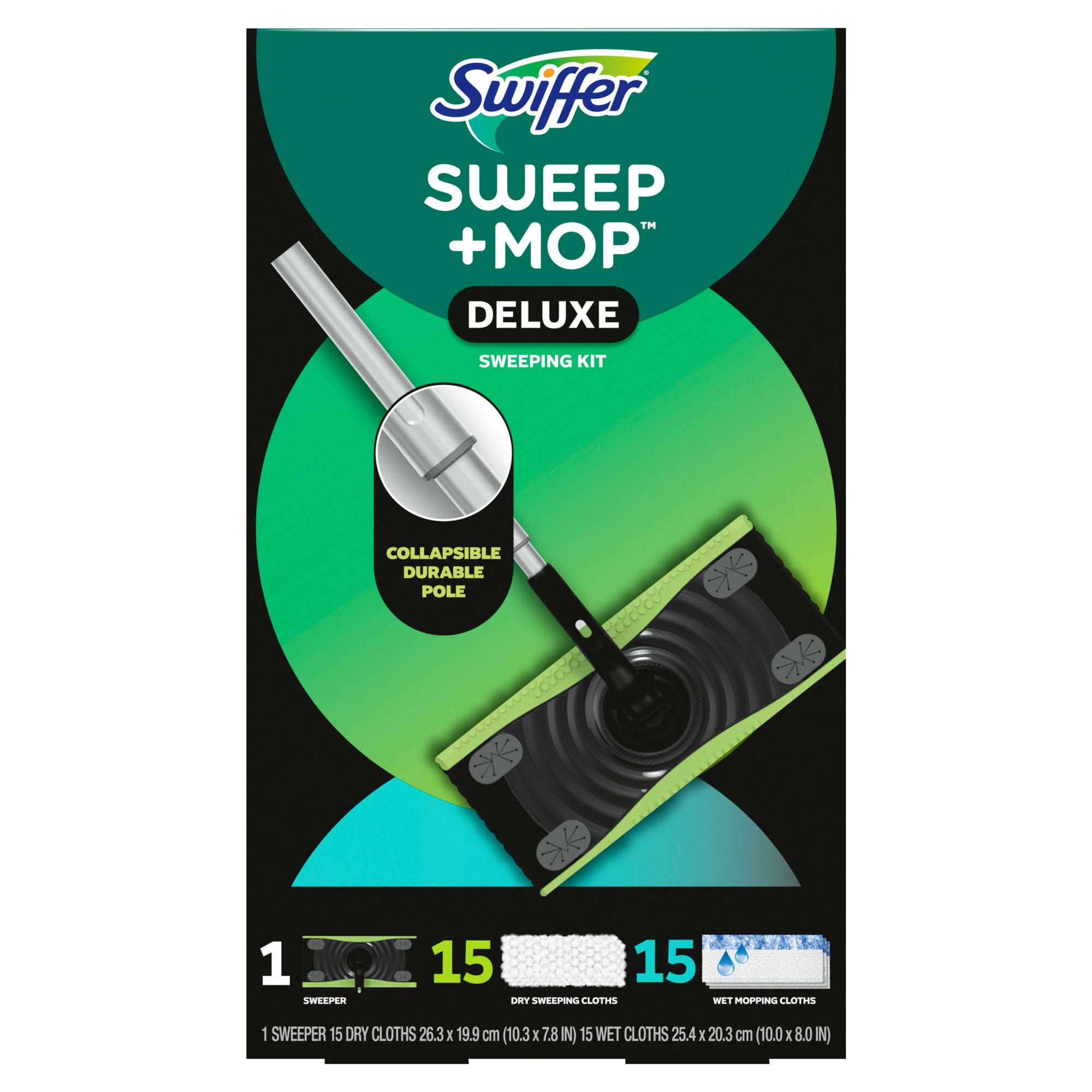 Swiffer 2-in-1 Floor Sweep & Mopping Kit, 1 sweeper, 15 dry sweep ...