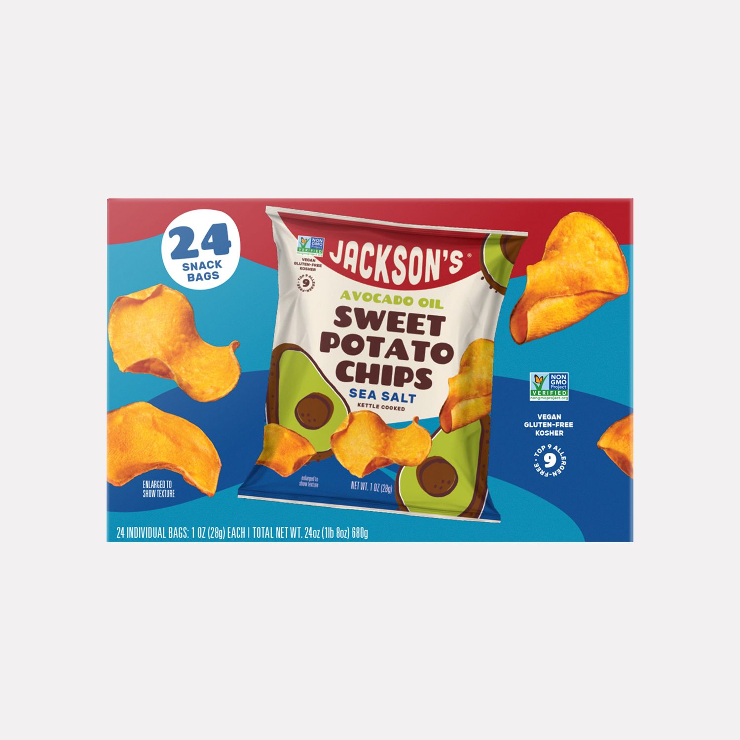 Jackson's Sea Salt Avocado Oil Sweet Potato Chips, 1 oz., 24 pack