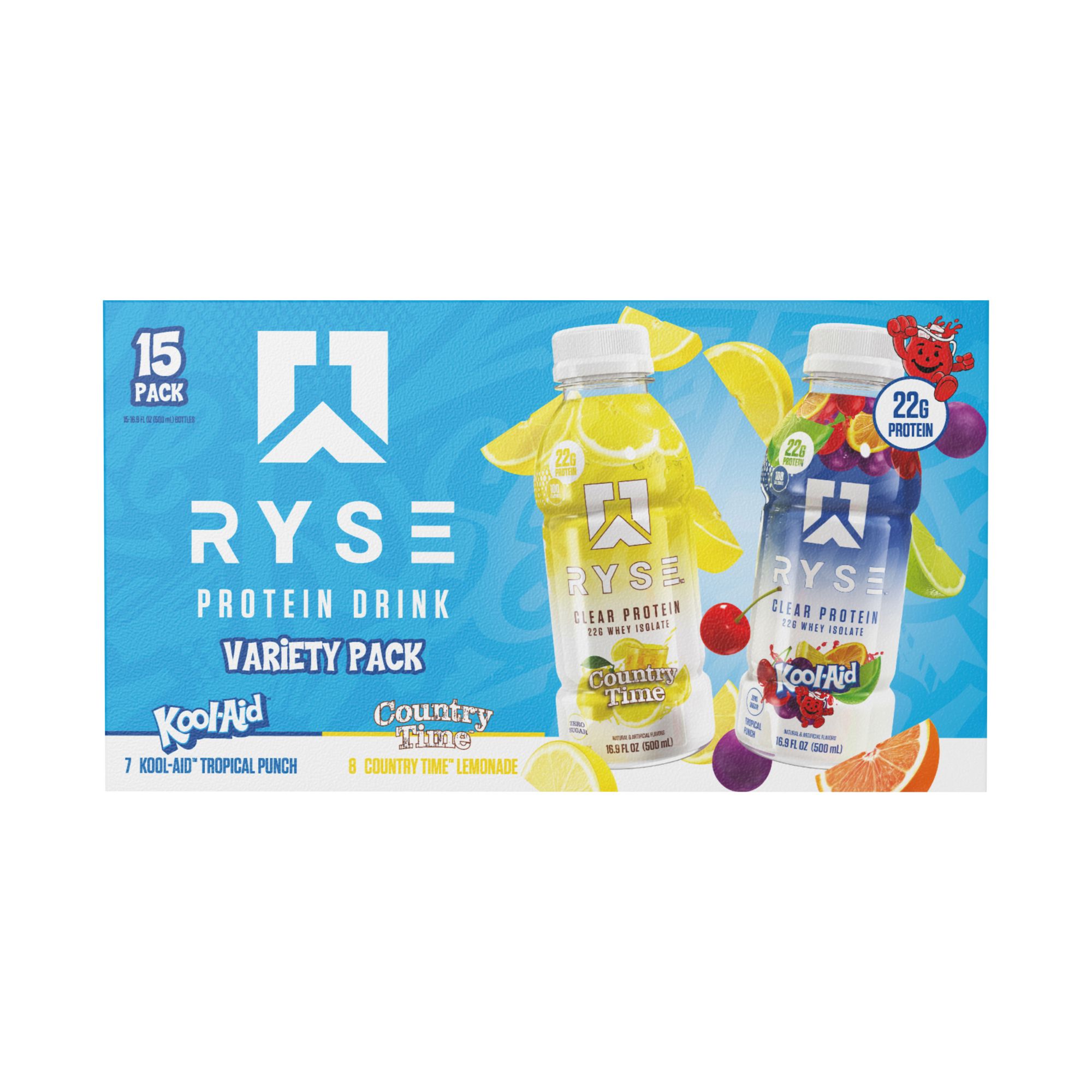 Ryse Clear Whey Protein Ready To Drink, 22g Protein, 15 pack