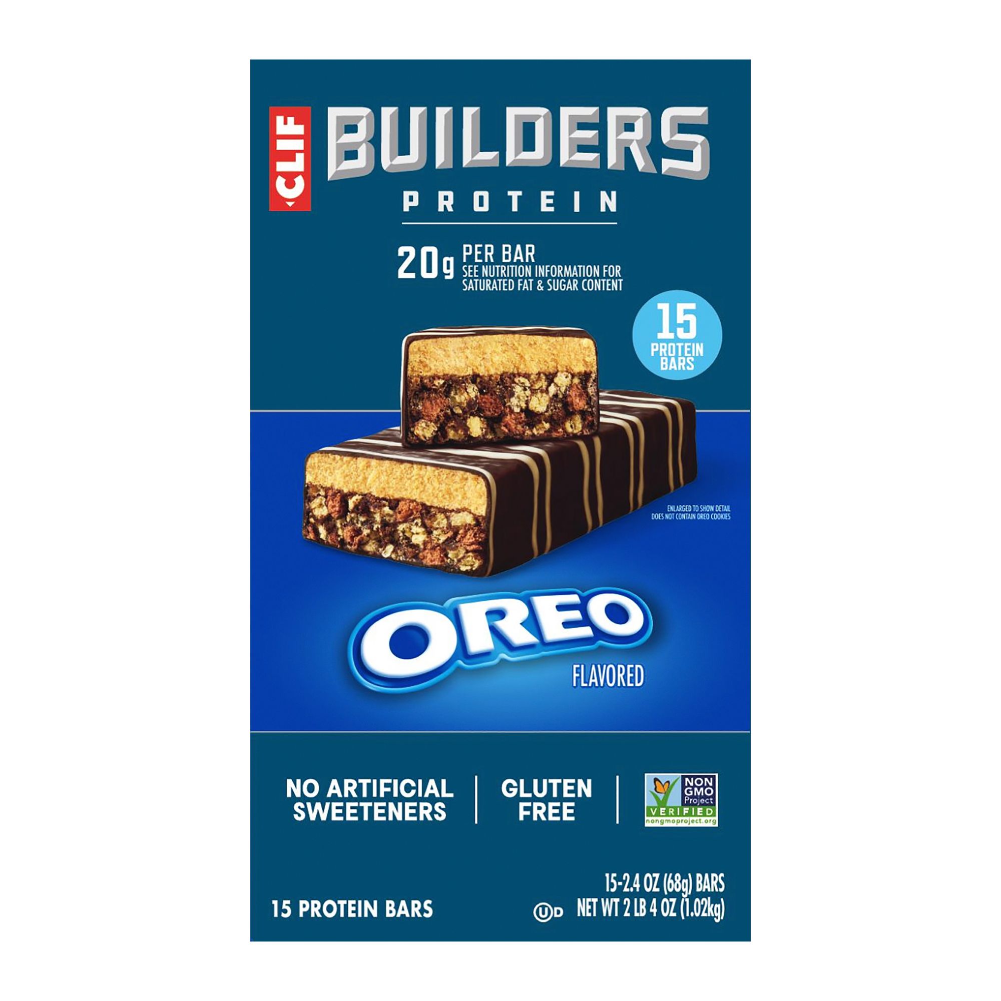 Clif Builders Bars, 20g Plant Based Protein, Oreo Flavored, 2.4 oz., 15 ...
