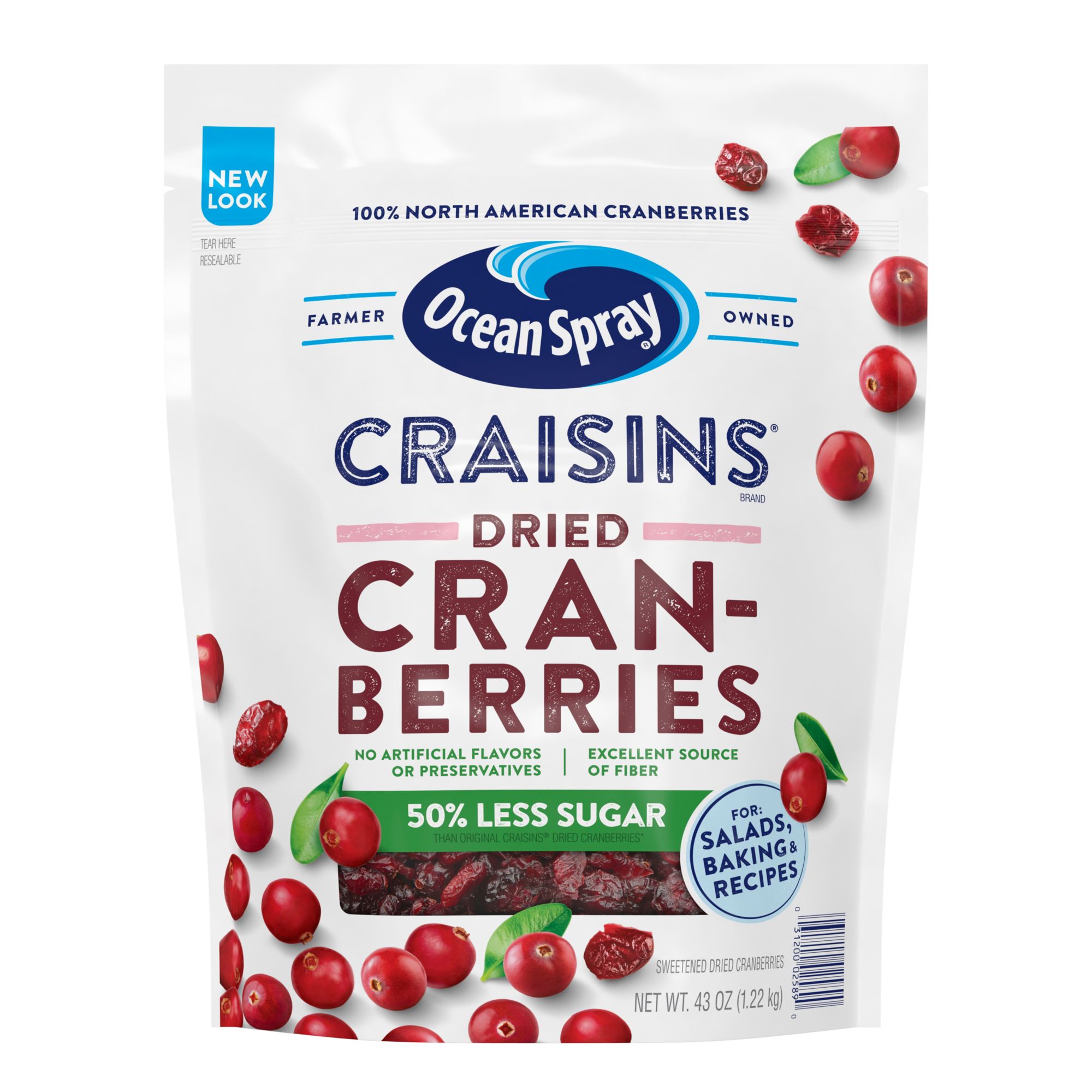 Ocean Spray Dried Cranberries Reduced Sugar 43 oz