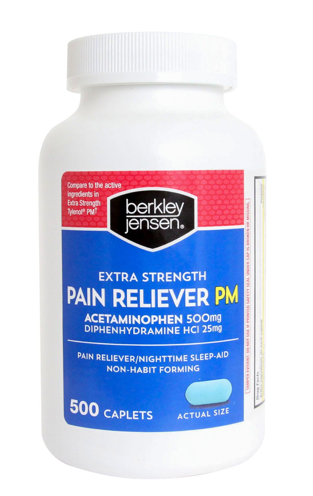 Berkley Jensen Extra Strength Pain Reliever PM Caplets 500 ct
