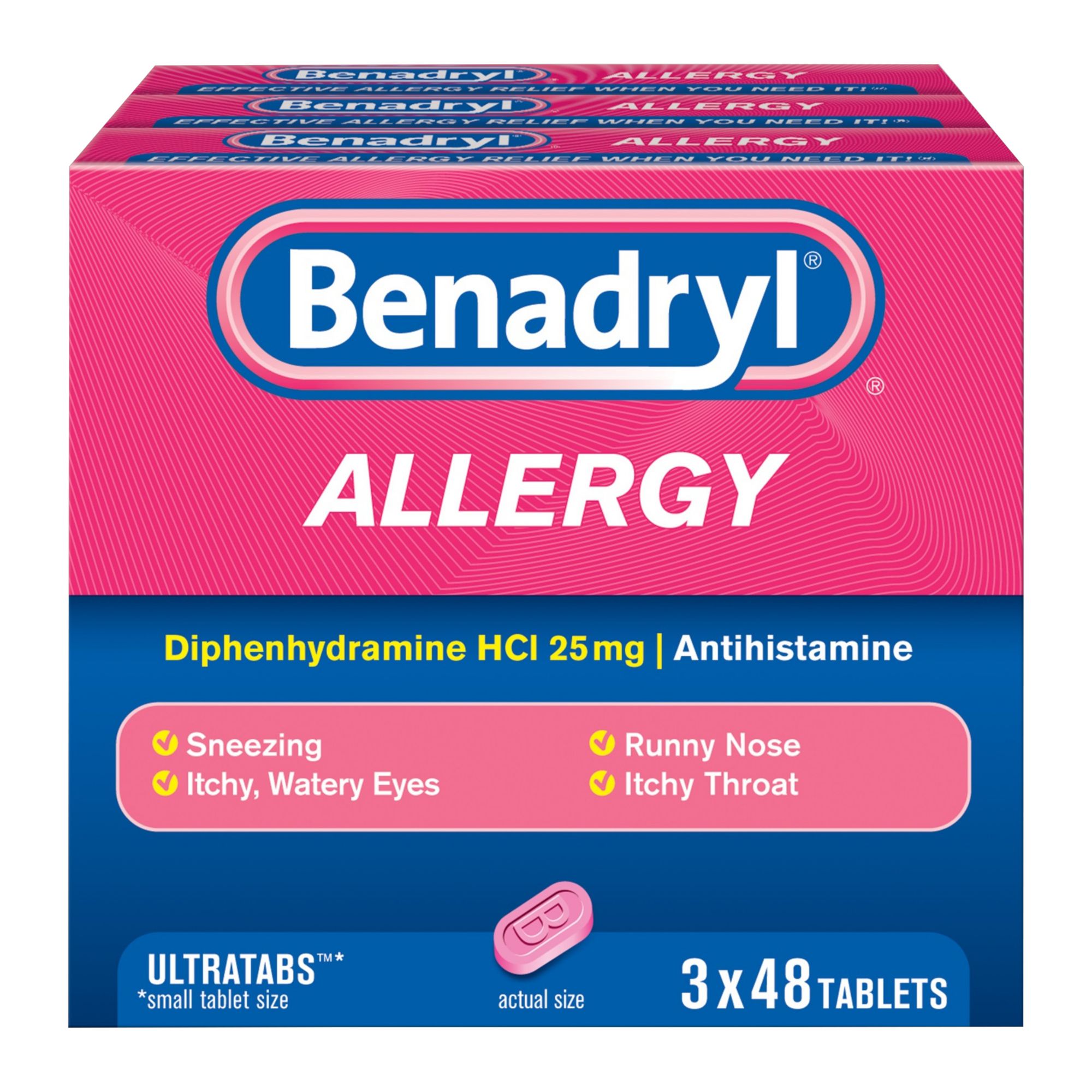Benadryl 25mg Allergy Ultratab Tablets 48 ct (3-pk)