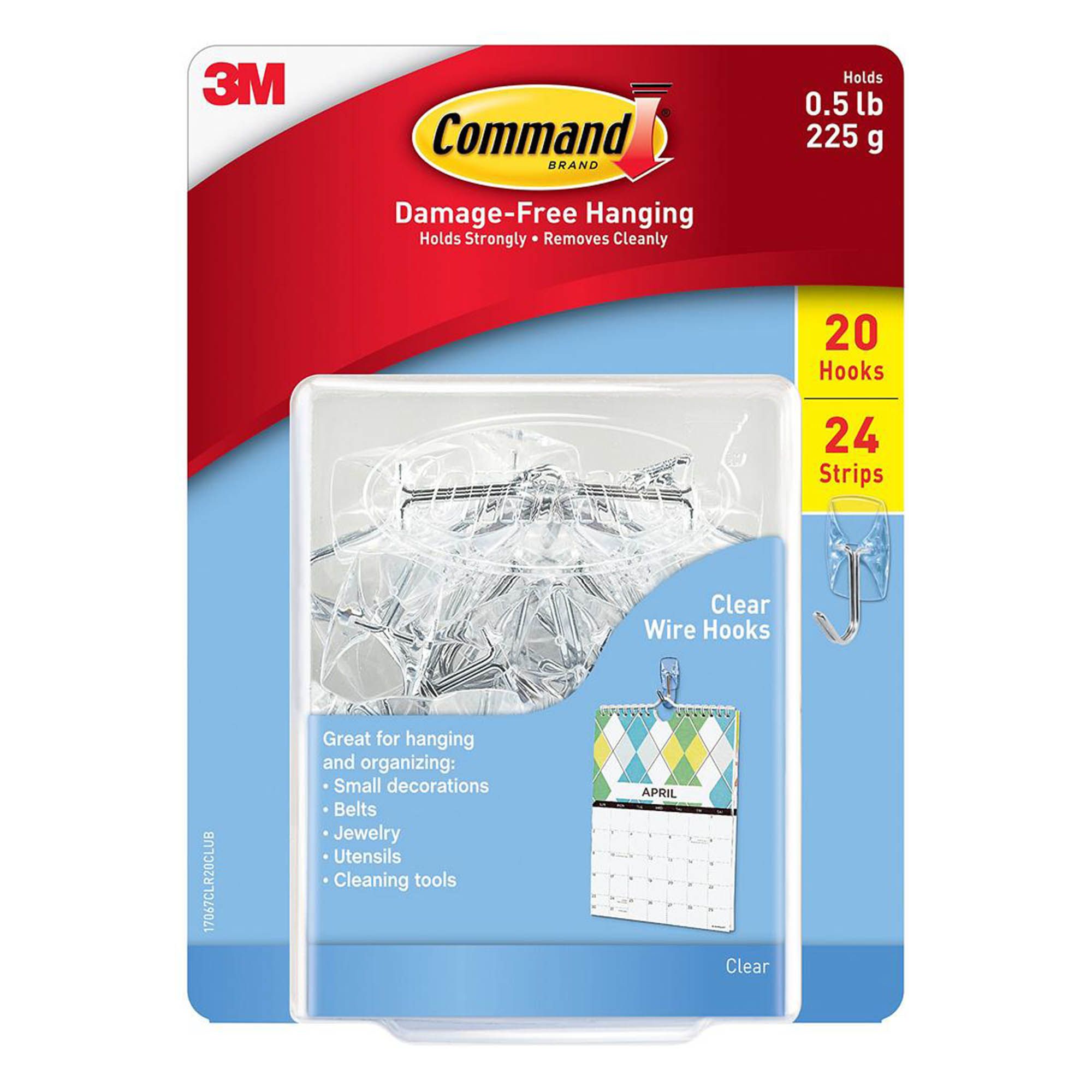 Command Small Wire Hooks, 20 count, Clear