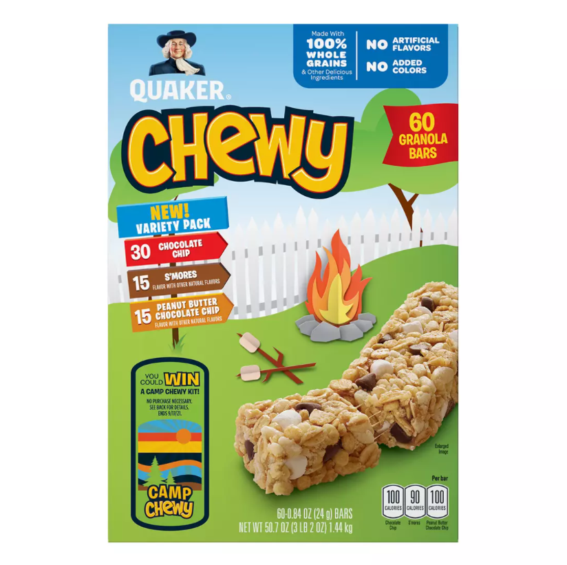 Quaker Chewy Granola Bars Variety Pack 0.84 oz (60-pk)