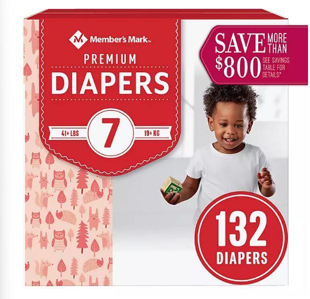 Member's Mark Premium Baby Diapers Size 7 132 ct