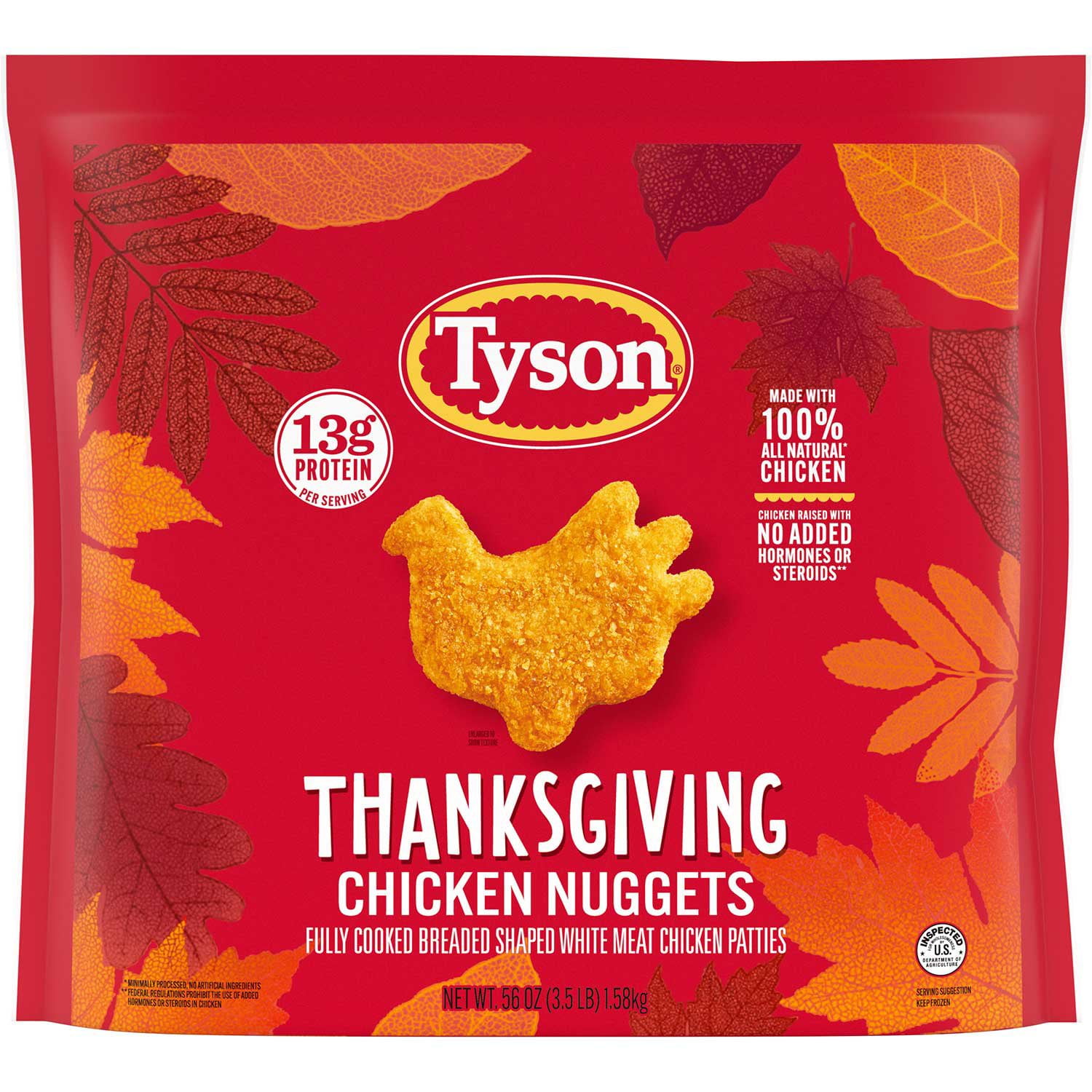 Tyson Thanksgiving Turkey-Shaped Fully-Cooked Chicken Nuggets, Frozen ...