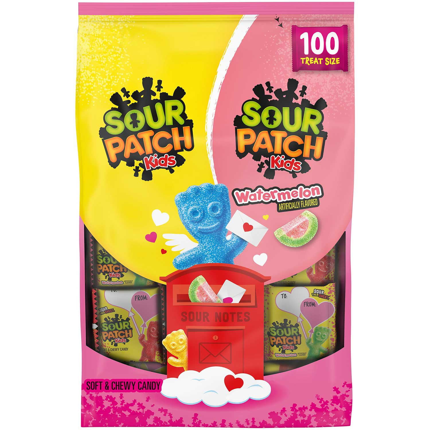 Sour Patch Kids Original & Watermelon Valentine's Day Candy, 100 count