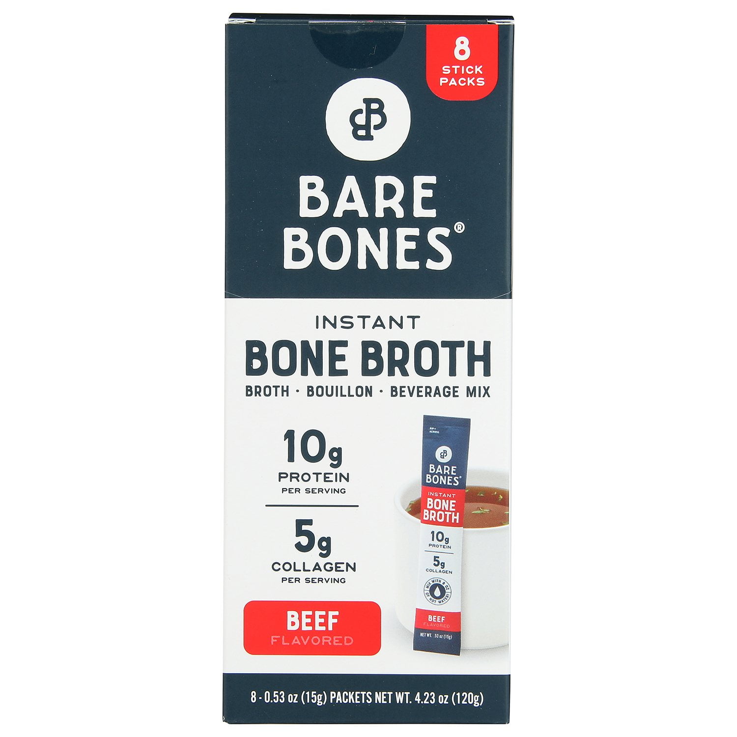 Bare Bones Instant Beef Bone Broth Sticks, 4.23 oz., 8 count