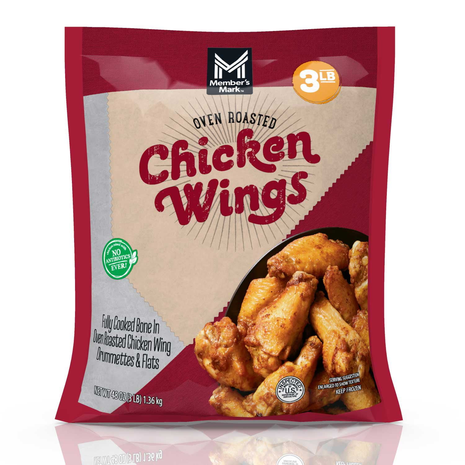 Member's Mark Bone-In Oven Roasted Chicken Wings, Frozen, 3 lbs.