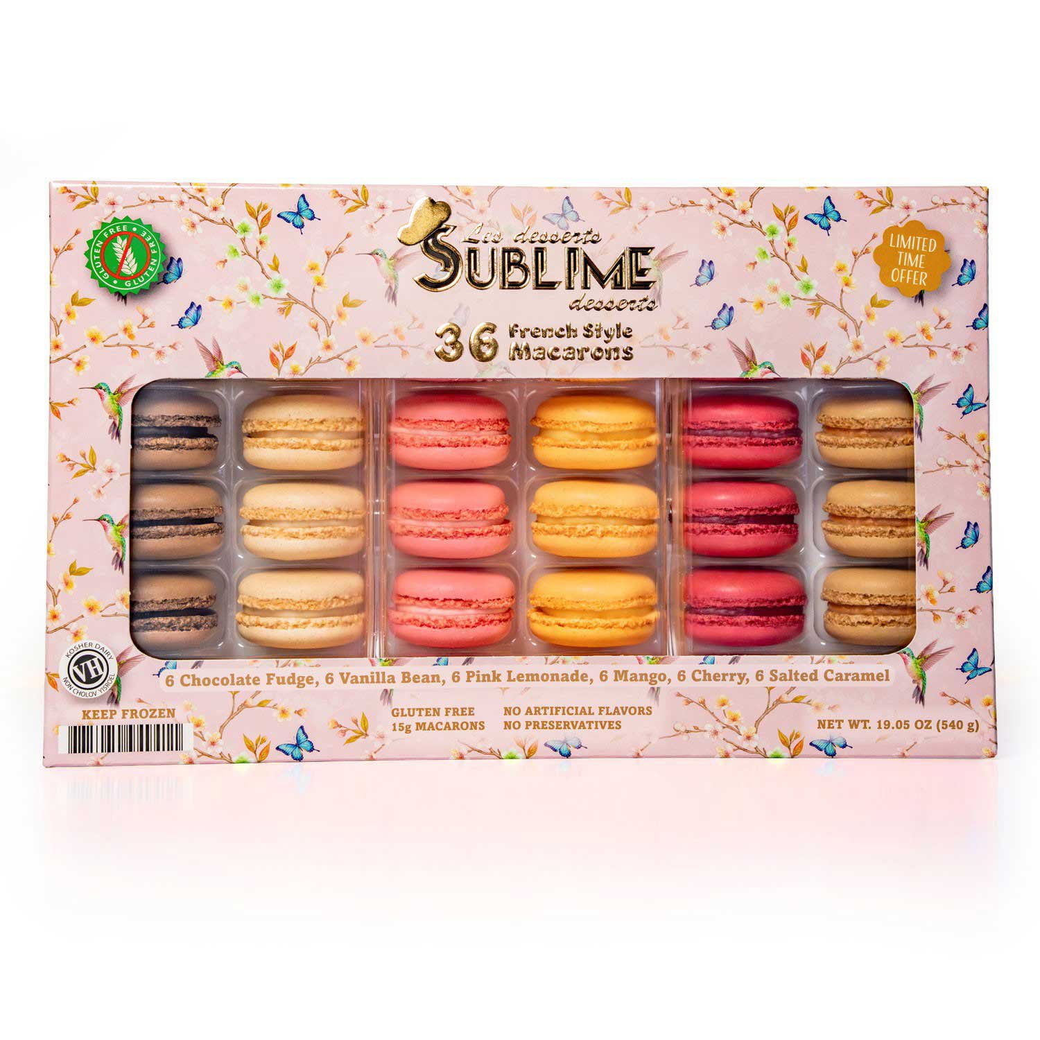 Sublime Desserts Macarons Assorted Flavors, Frozen, 36 count