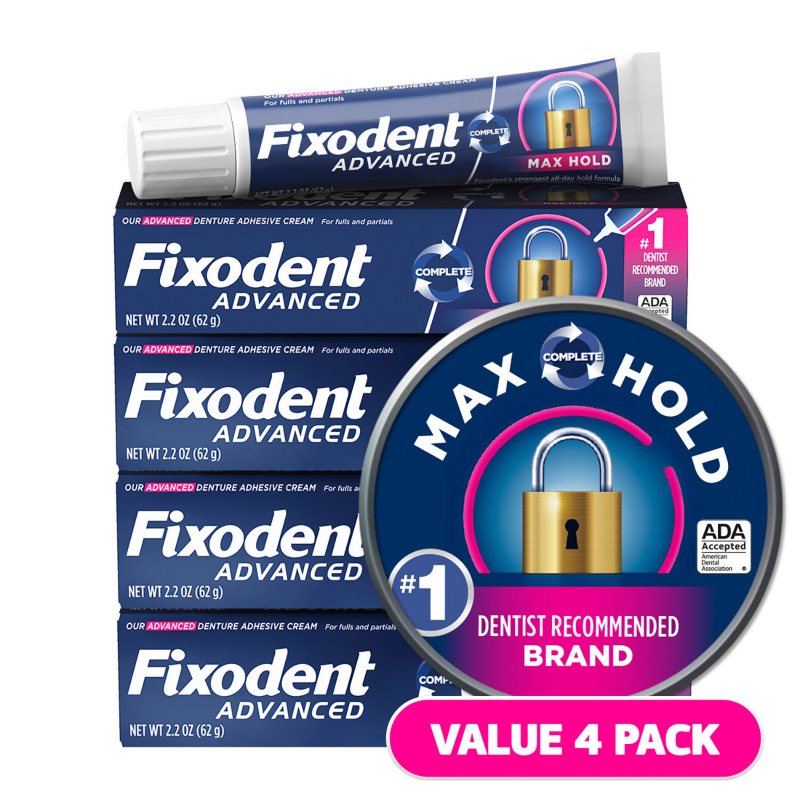 Fixodent Advanced Max Hold Denture Adhesive Cream 2.2 oz (4-pk)