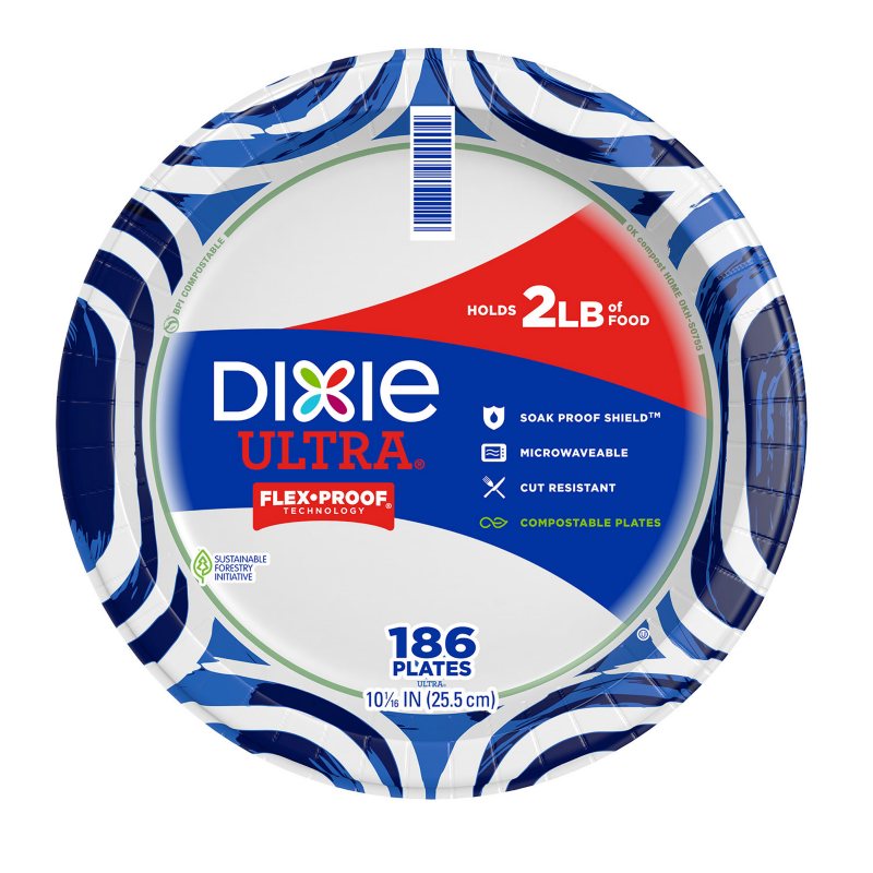 Dixie Ultra Flex-Proof Paper Plates 10 Inch 186 ct