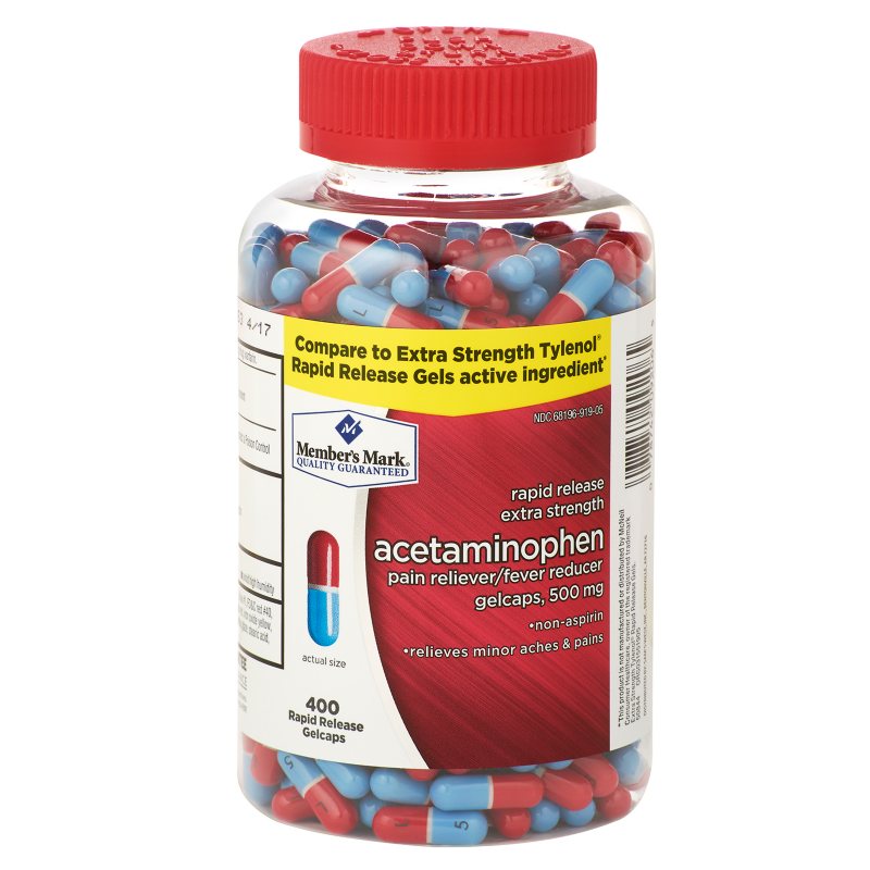 Member's Mark Rapid Release Acetaminophen 500mg Gelcaps 400 ct