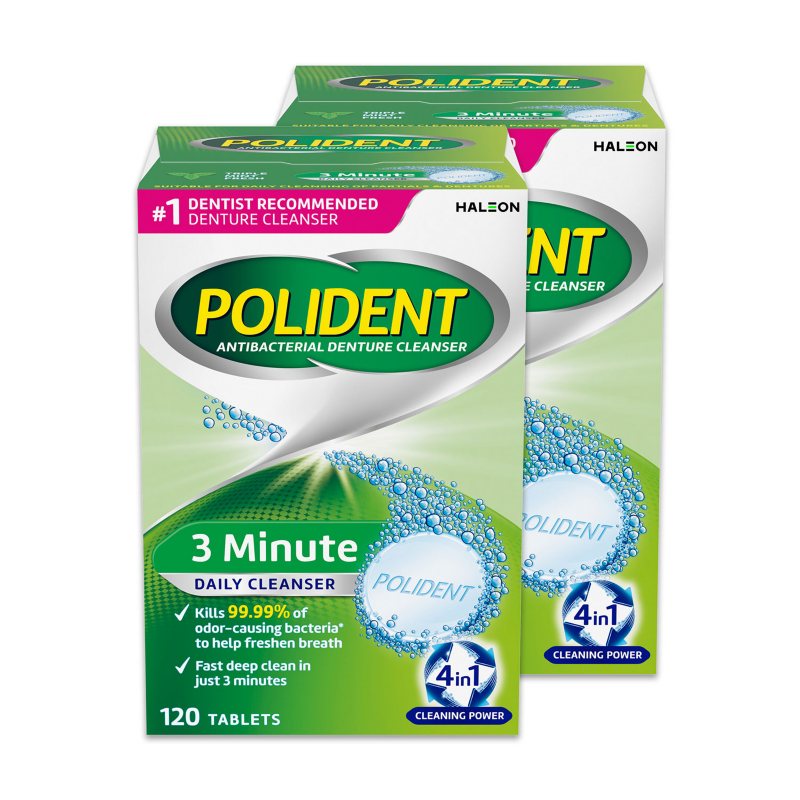 Polident Antibacterial Denture Cleanser Tablets 120 ct (2-pk)
