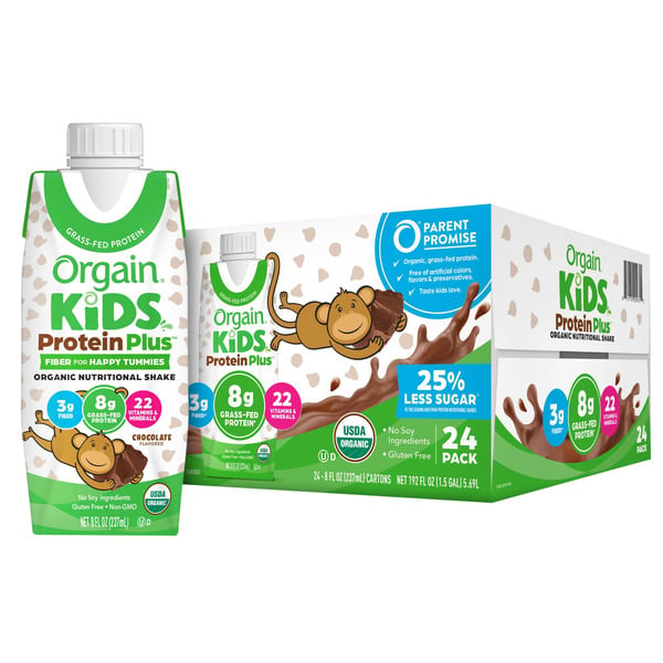 Orgain USDA Organic Kids Nutritional Protein Shake, Chocolate, 8 fl oz ...